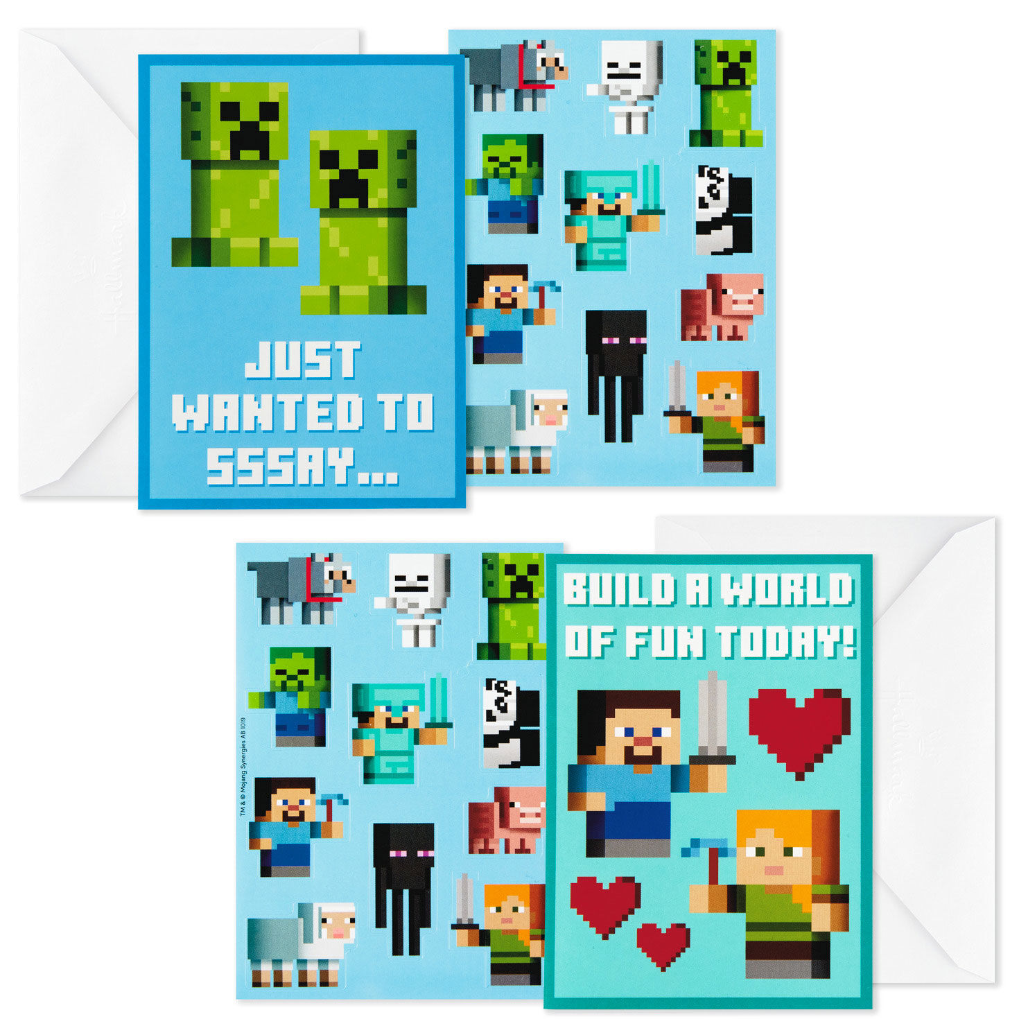 Minecraft Kids Assorted Valentines With Stickers, Pack of 24 - Boxed ...
