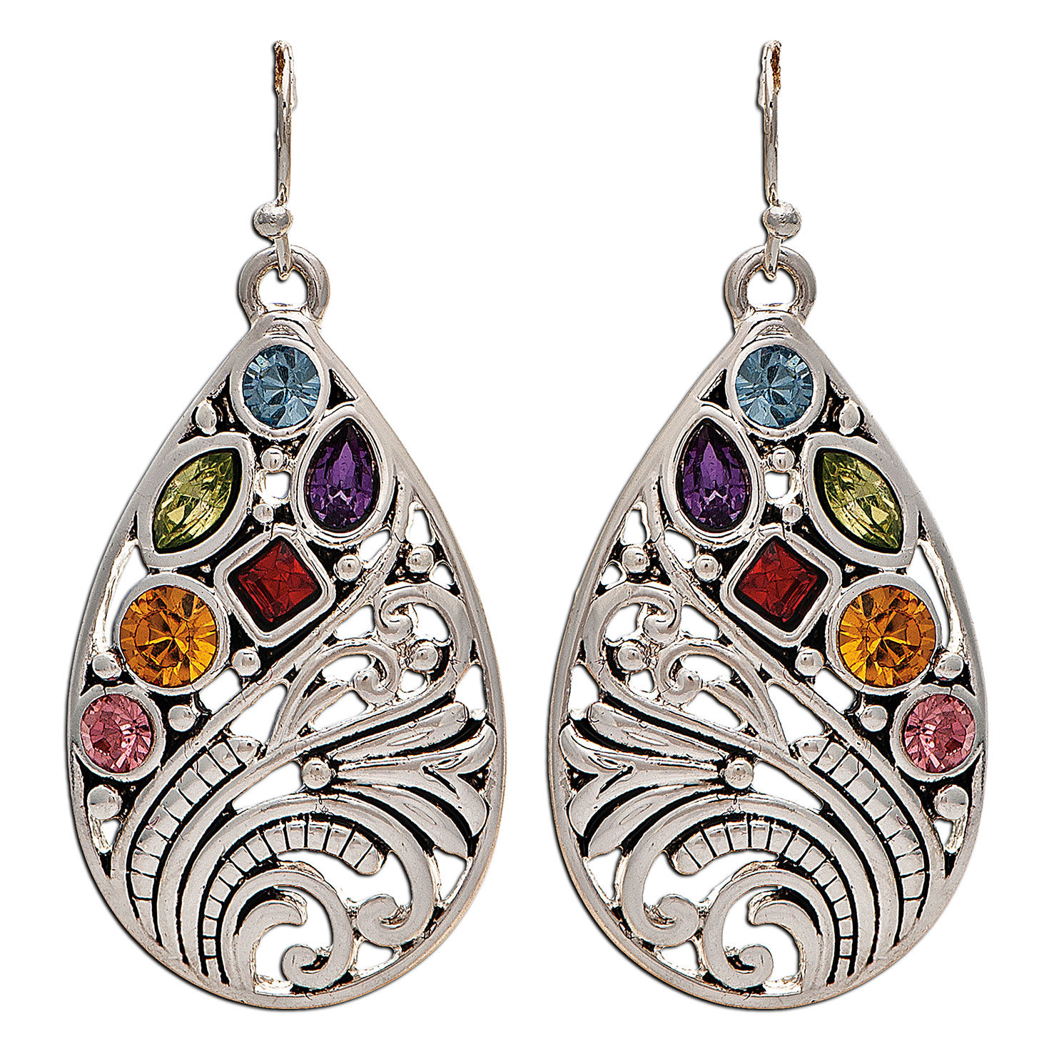 Rain Jewelry Silver Metal Jeweled Teardrop Earrings - Earrings | Hallmark
