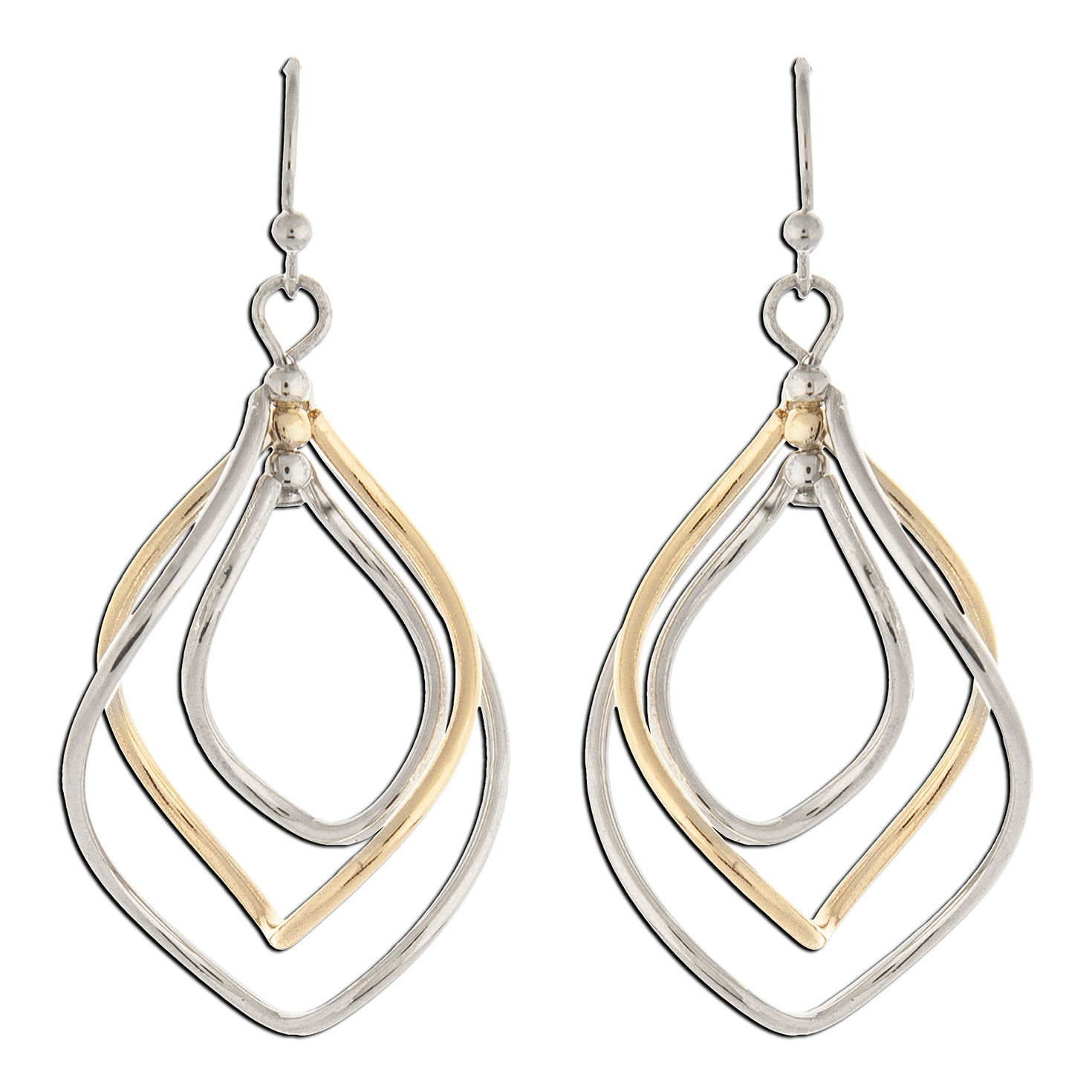 Rain Jewelry Triple Twist Silver and Gold Metal Earrings - Earrings | Hallmark