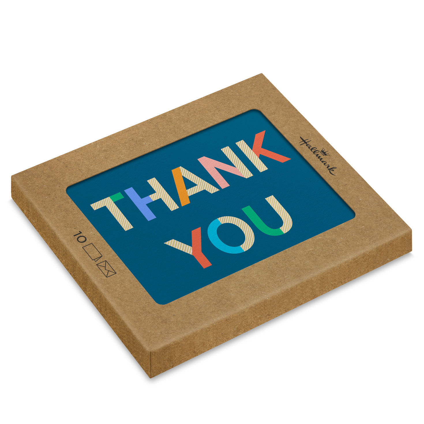 Colorblock Letters on Blue Blank Thank You Notes, Pack of 10 - Note ...
