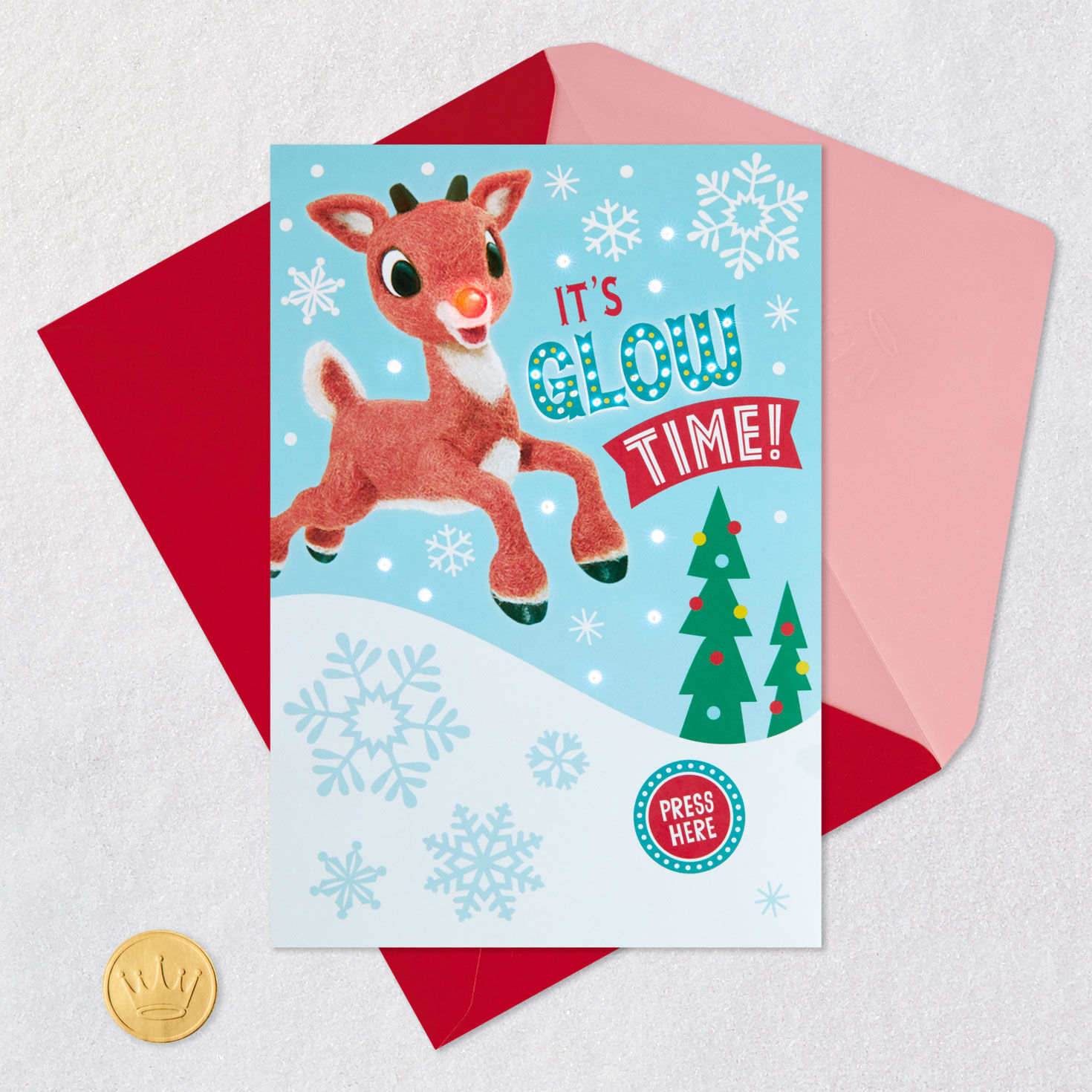 Rudolph the Red-Nosed Reindeer® Glow Time Musical Christmas Card With ...