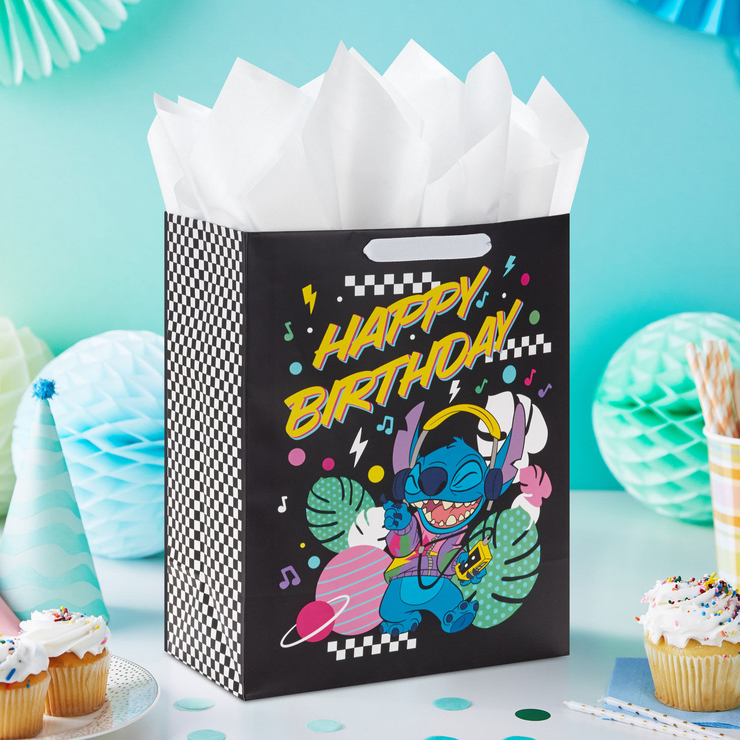 13" Disney Stitch Music Fun Large Gift Bag With Tissue Paper - Gift ...