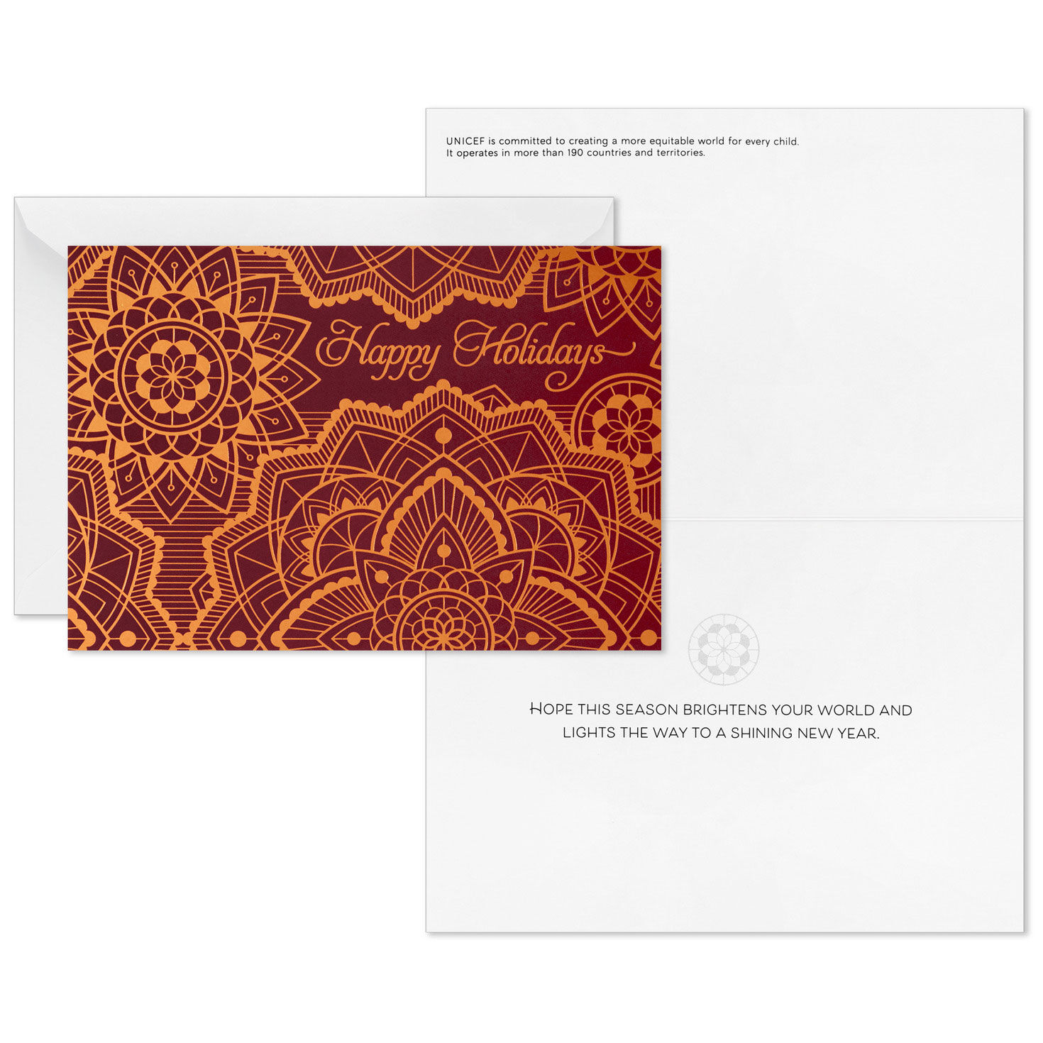 UNICEF Copper Lace on Burgundy Boxed Christmas Cards, Pack of 12 ...