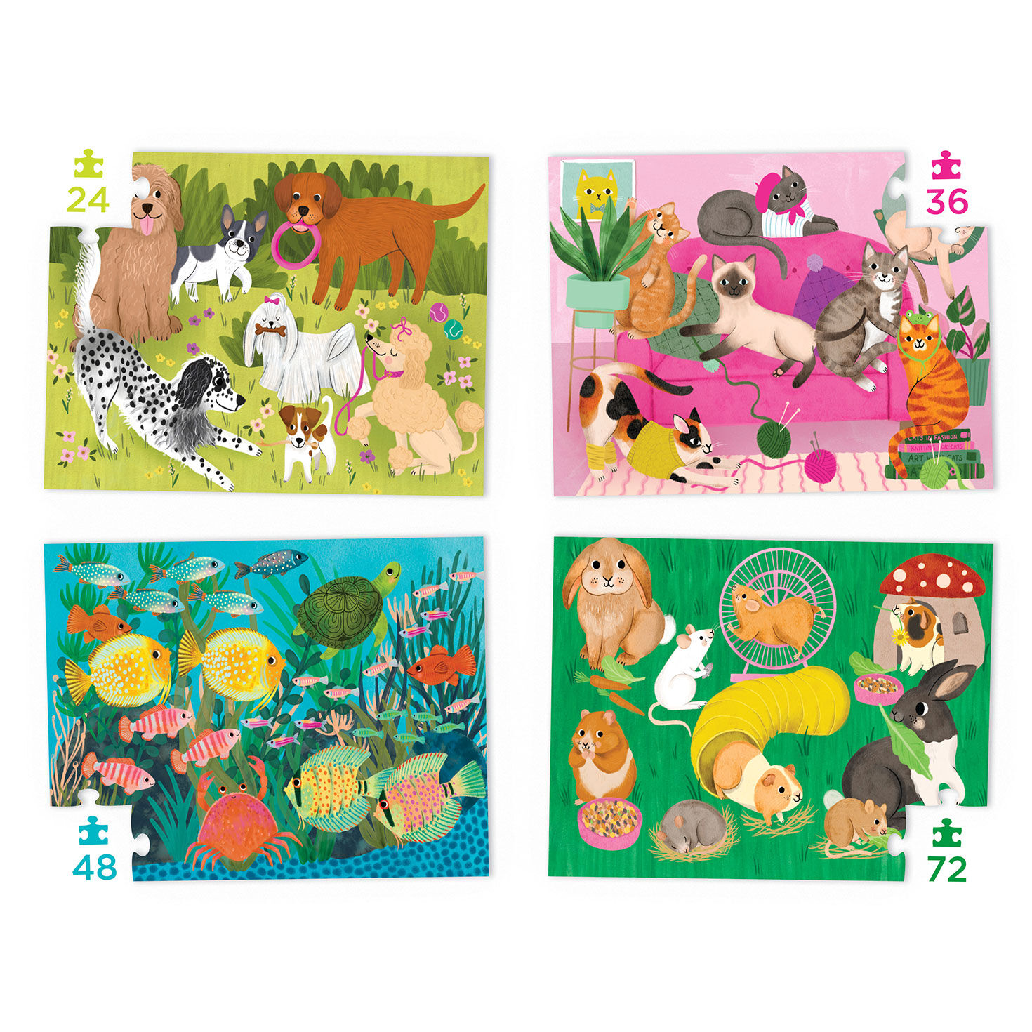 Crocodile Creek Playful Pets Assorted Puzzles, Set of 4 - Kids Puzzles ...