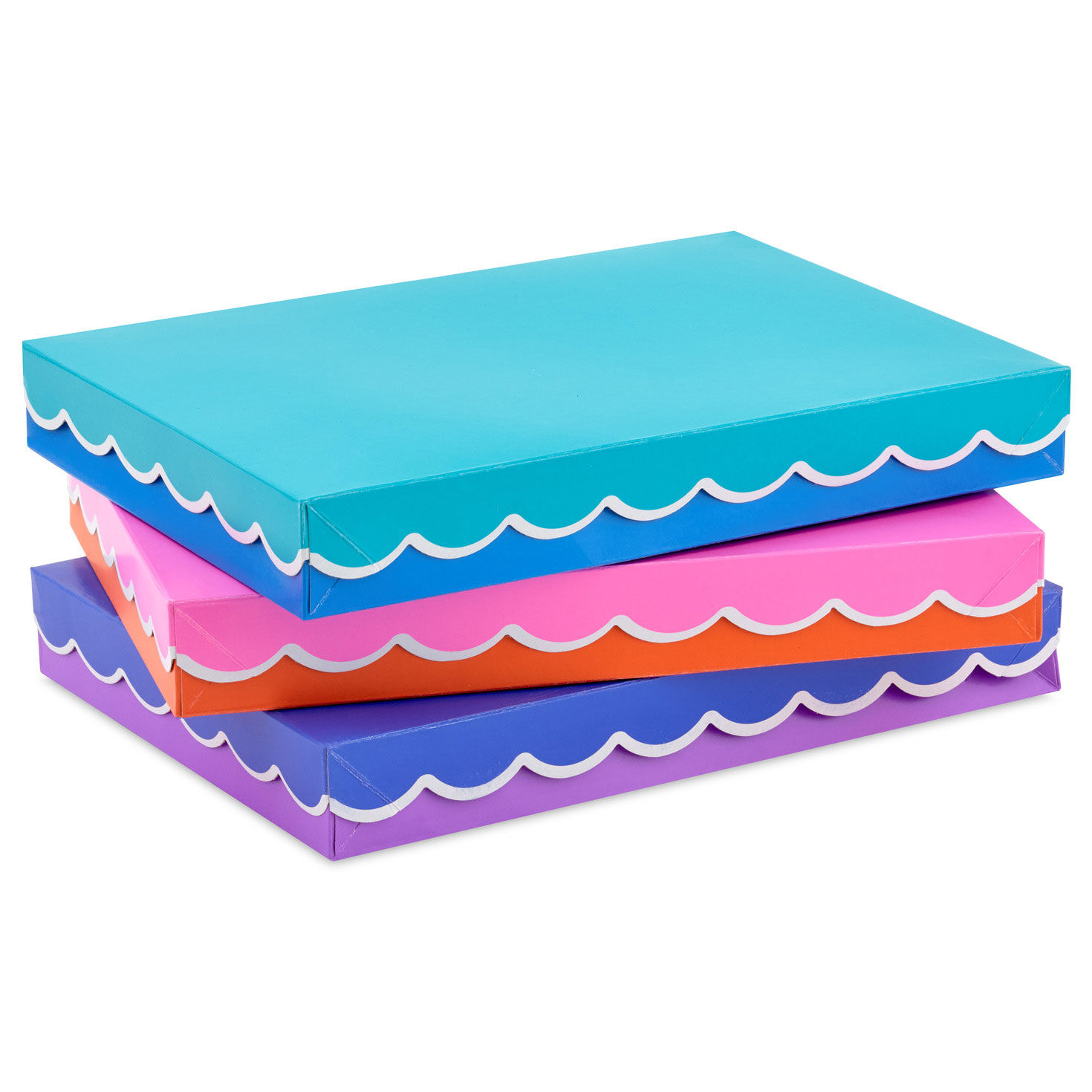 Scalloped Solids 3-Pack Assorted Small Gift Box Bundle - Gift Boxes ...