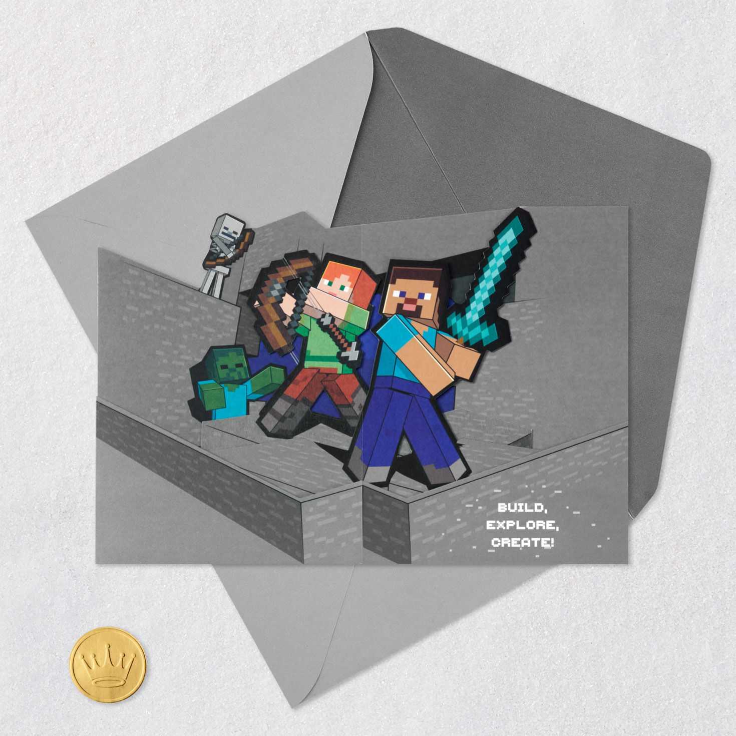 Minecraft Build, Explore, Create 3D Pop-Up Card for Kids - Greeting ...