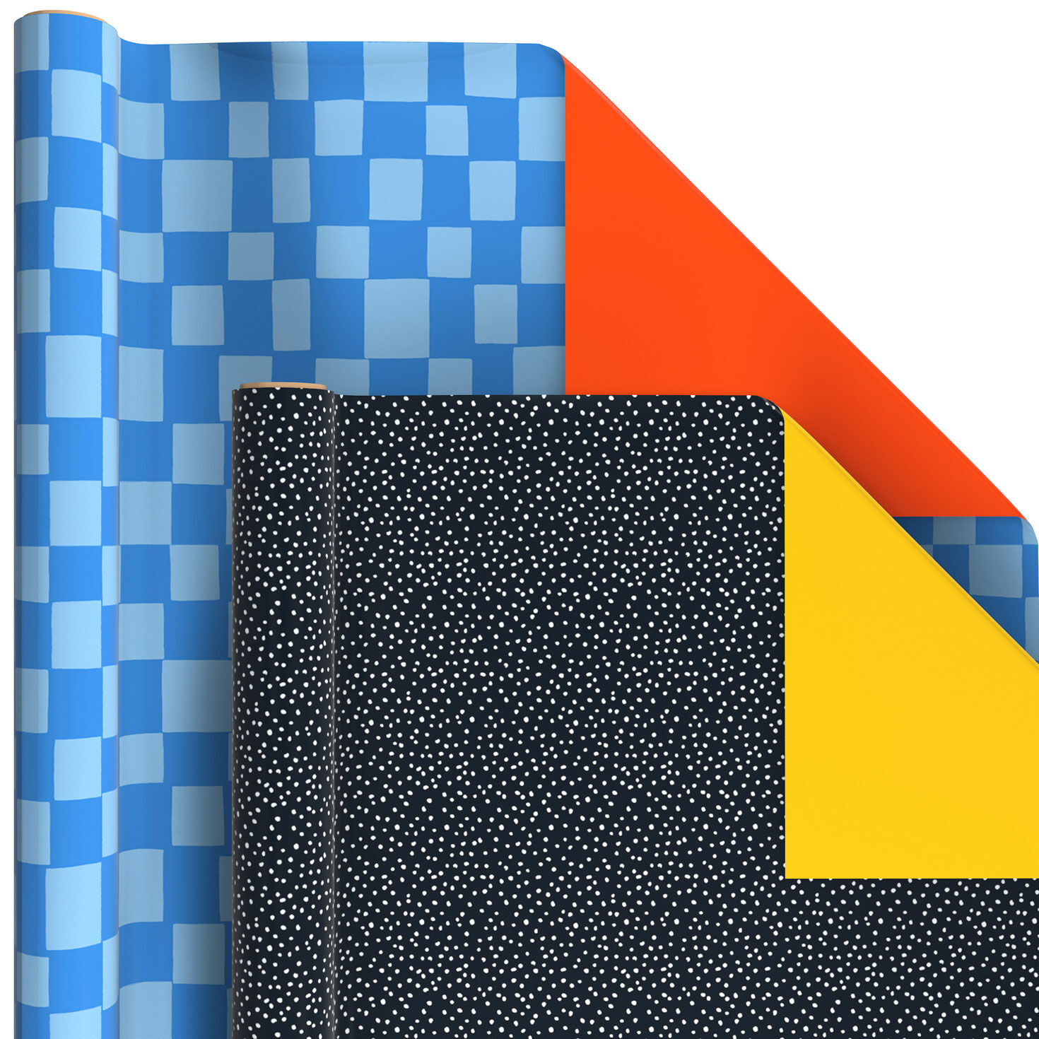 Bold Shapes 6-Pack Assorted Reversible Wrapping Paper Roll Bundle, 150 ...