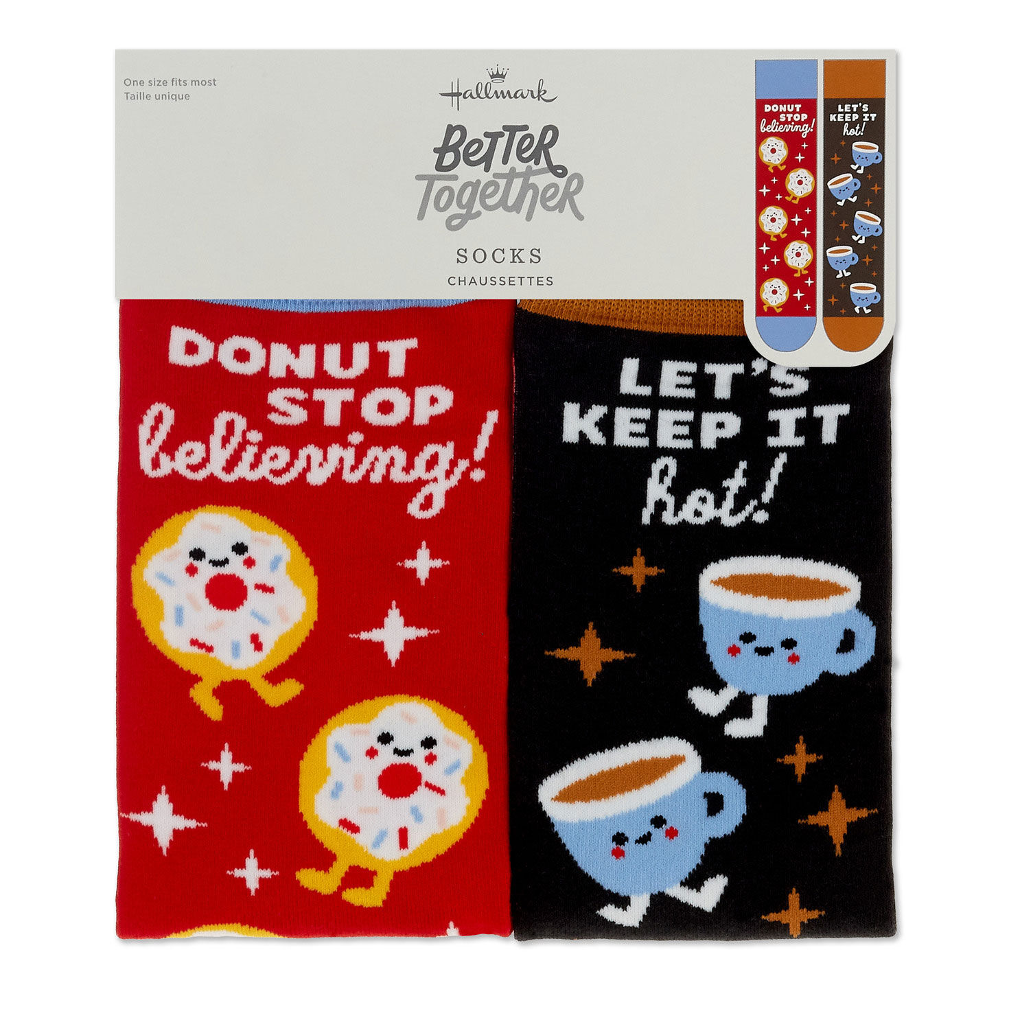 Better Together Donut and Coffee Funny Crew Socks - Socks & Slippers ...