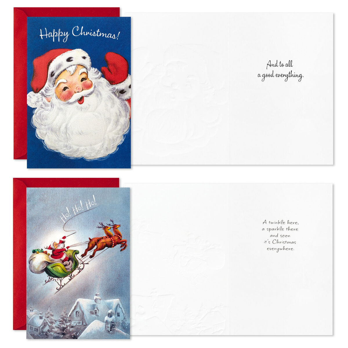 Vintage Santa Assortment Boxed Christmas Cards, Pack of 12 - Boxed ...