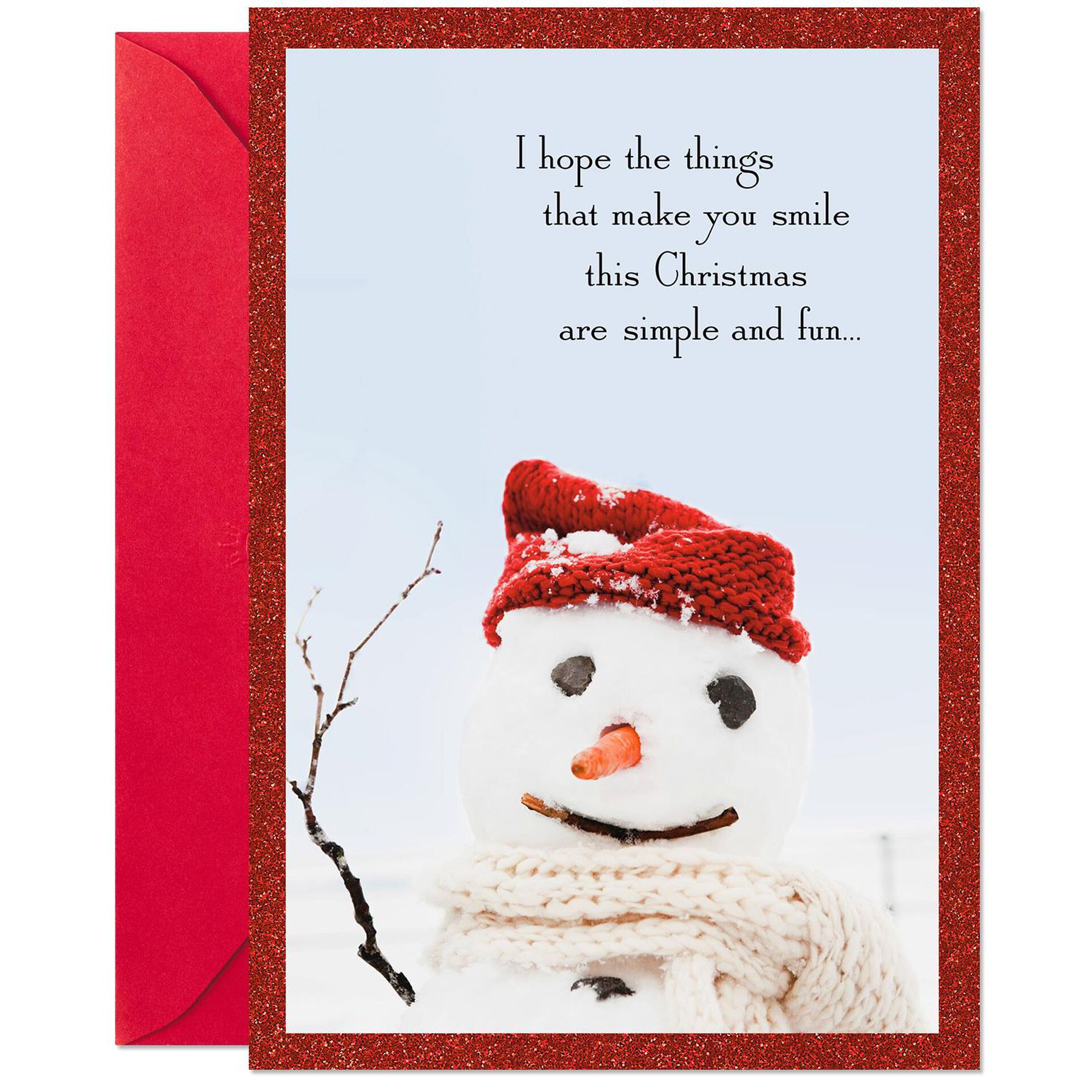 Simple and Fun Smiling Snowman Christmas Card - Greeting Cards - Hallmark