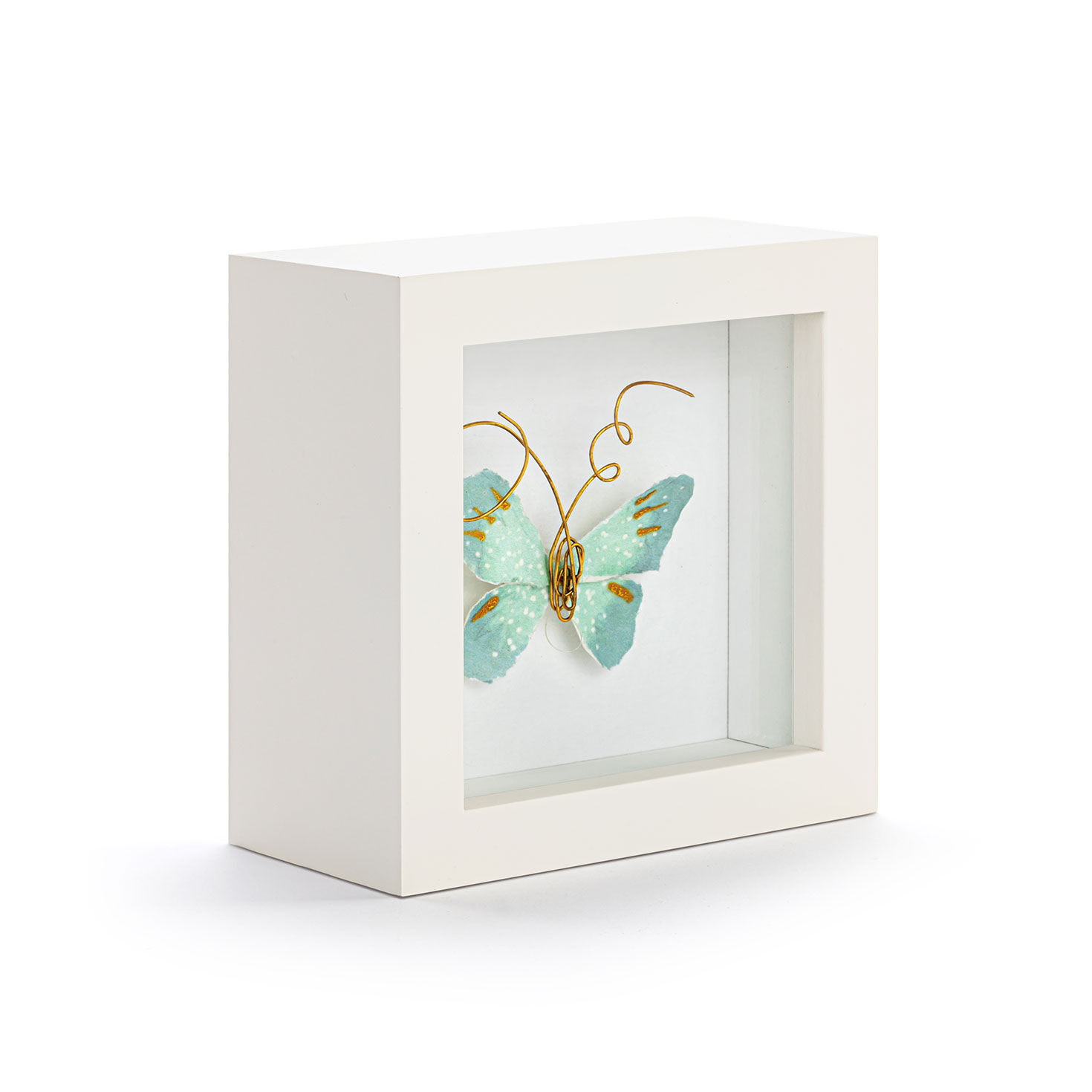 Demdaco Light Blue Butterfly Small Shadow Box Wall Decor, 4