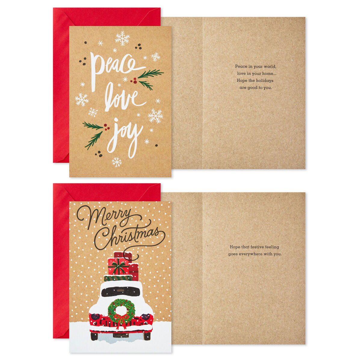 Rustic Kraft Boxed Christmas Cards Assortment, Pack of 36 - Boxed Cards ...