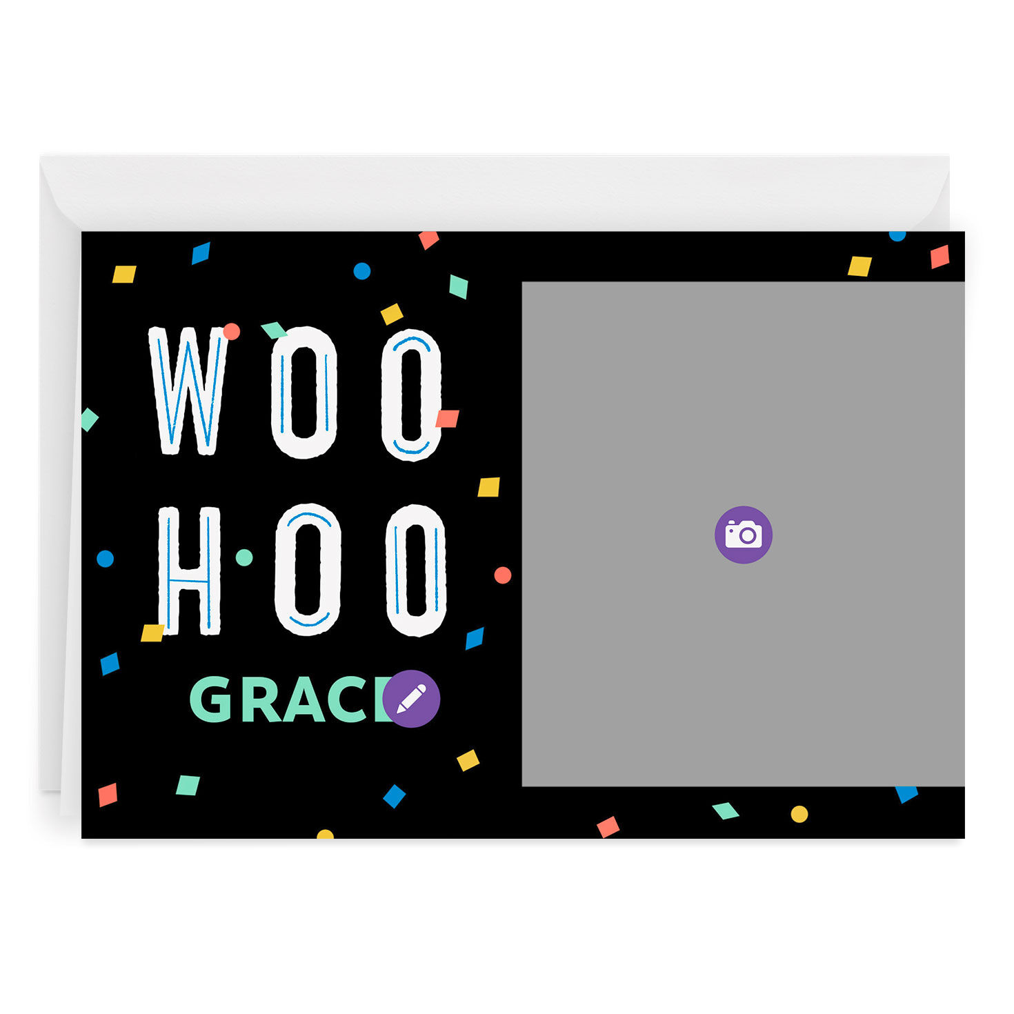 Personalized Woo Hoo Confetti Celebration Photo Card - Greeting Cards ...