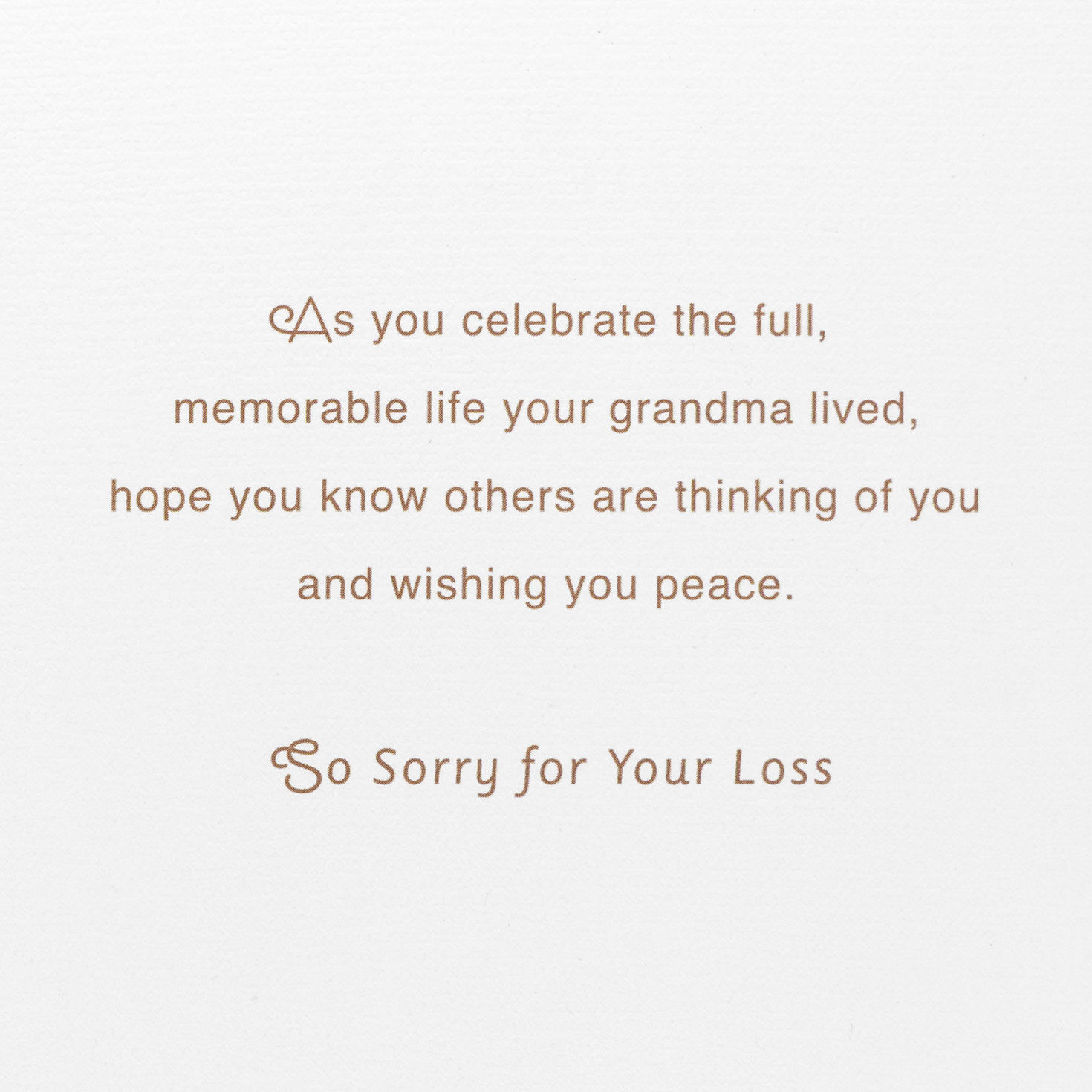 Wishing You Peace Sympathy Card for Loss of Grandmother - Greeting ...