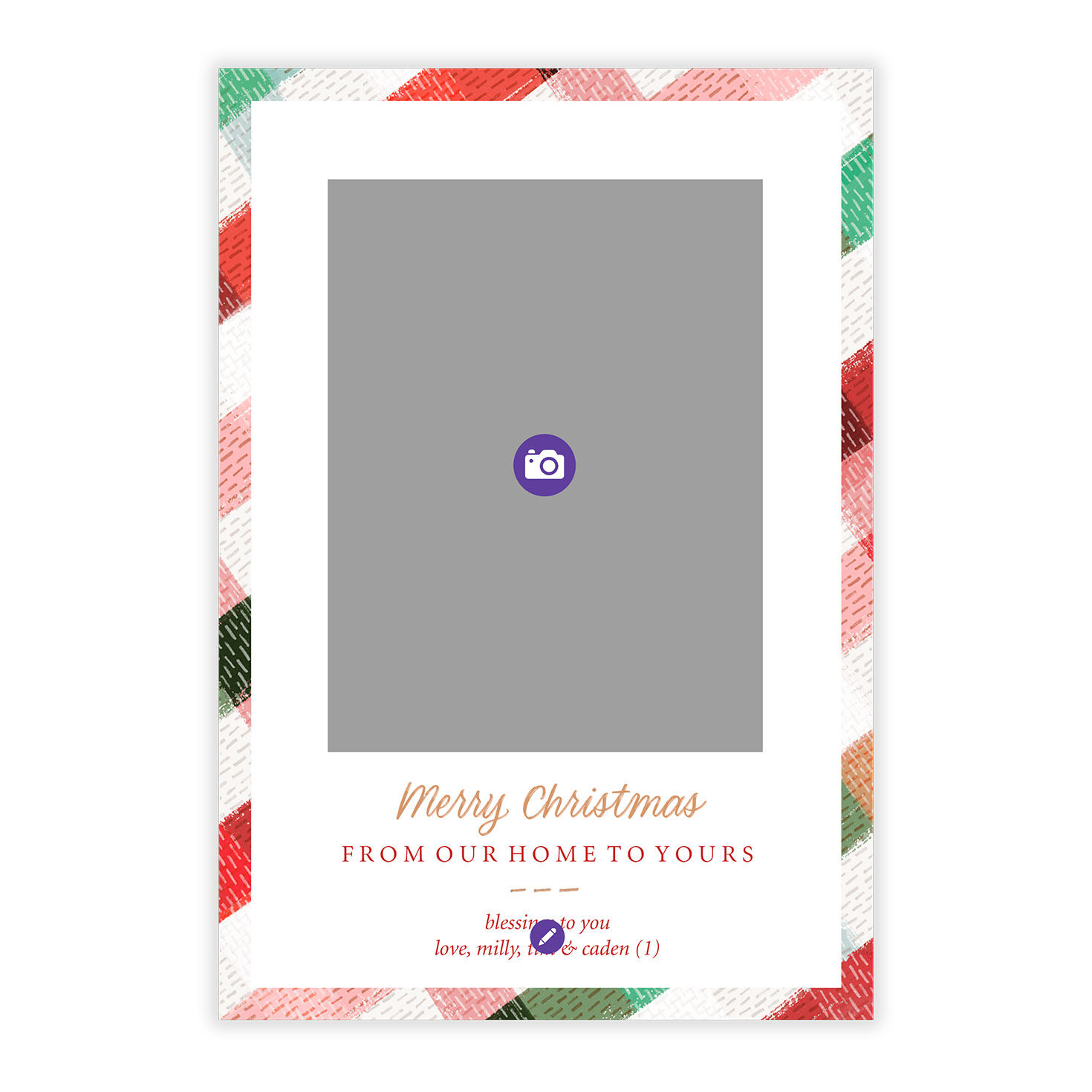 Festive Plaid Border Flat Christmas Photo Card - Photo Cards | Hallmark