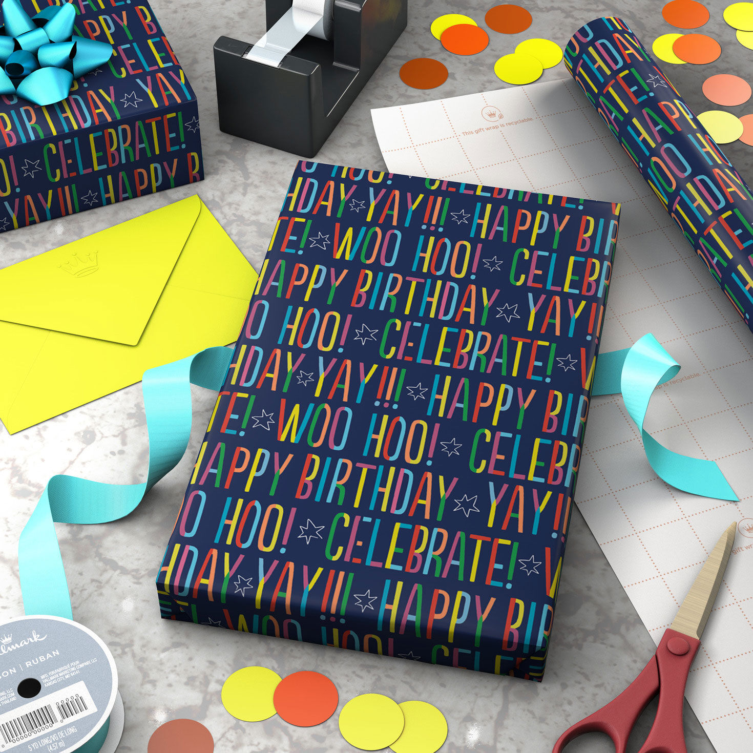 Colorful Happy Birthday Wishes Wrapping Paper, 20 sq. ft. - Wrapping ...
