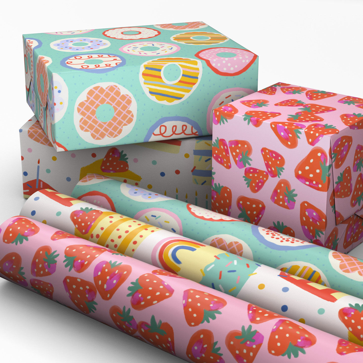 Sweet Treats 3-Pack Assorted Wrapping Paper Roll Bundle, 75 sq. ft ...
