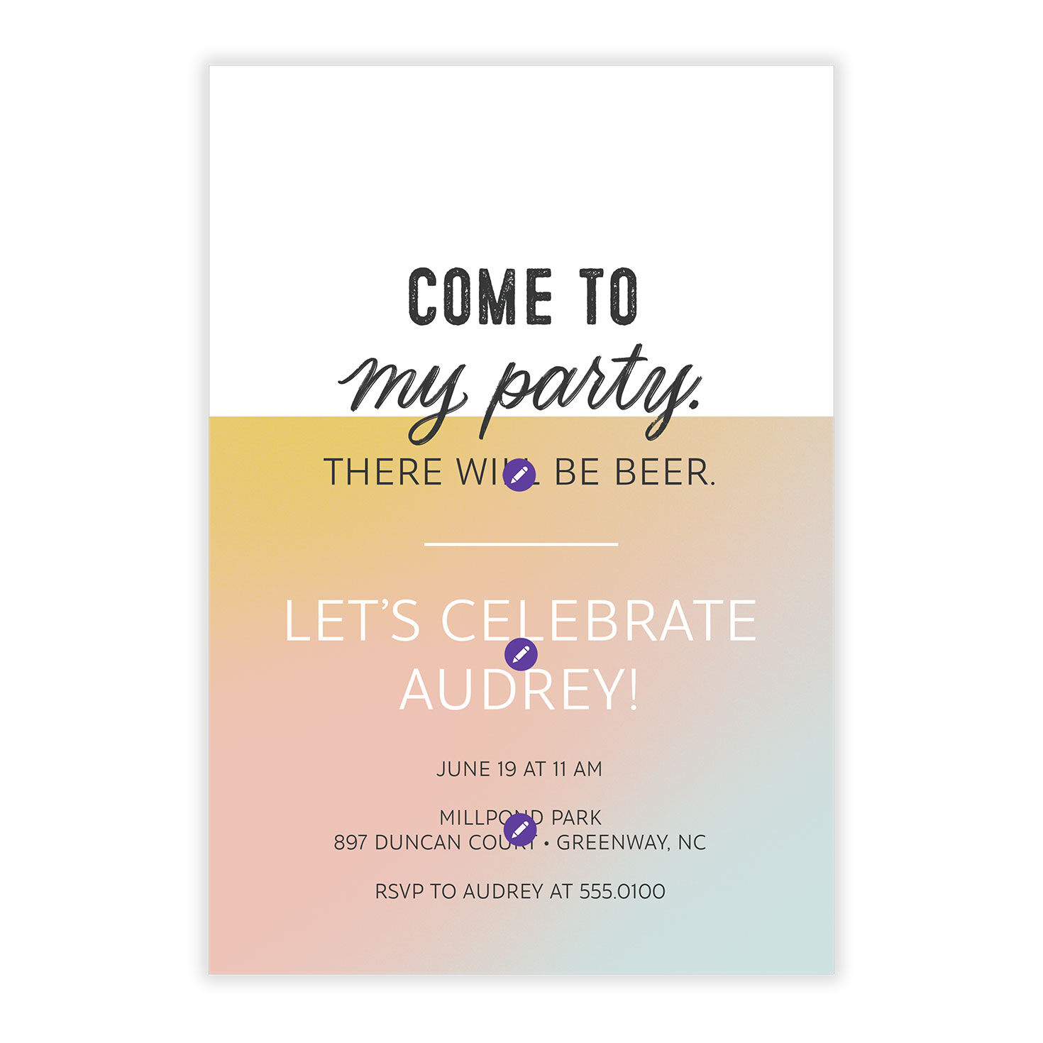 Come to My Party Ombré Invitation - Invitations | Hallmark