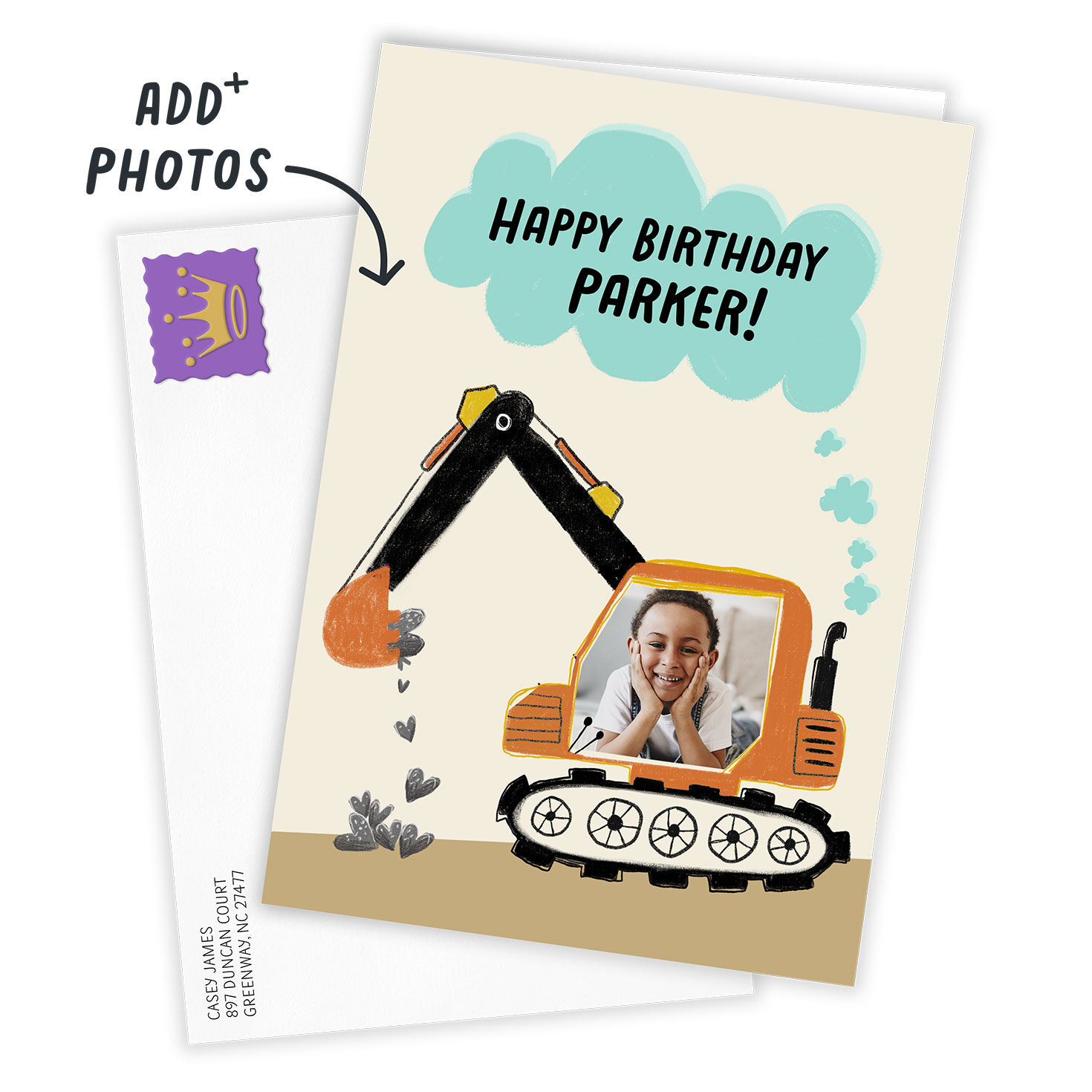 Personalized Construction Theme Photo Card for Kid - Greeting Cards | Hallmark