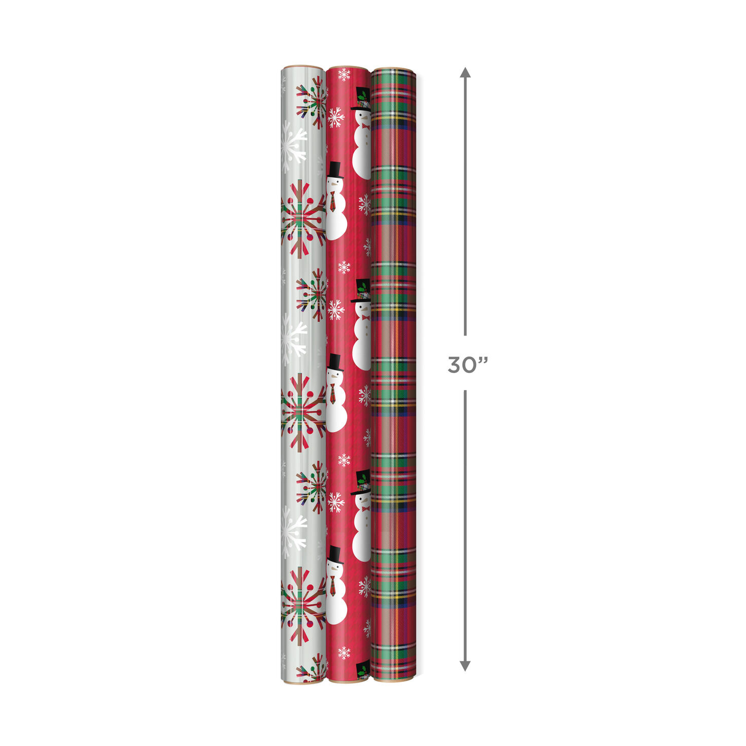 Snow Merry 3-Pack Foil Christmas Wrapping Paper Assortment, 60 sq. ft ...