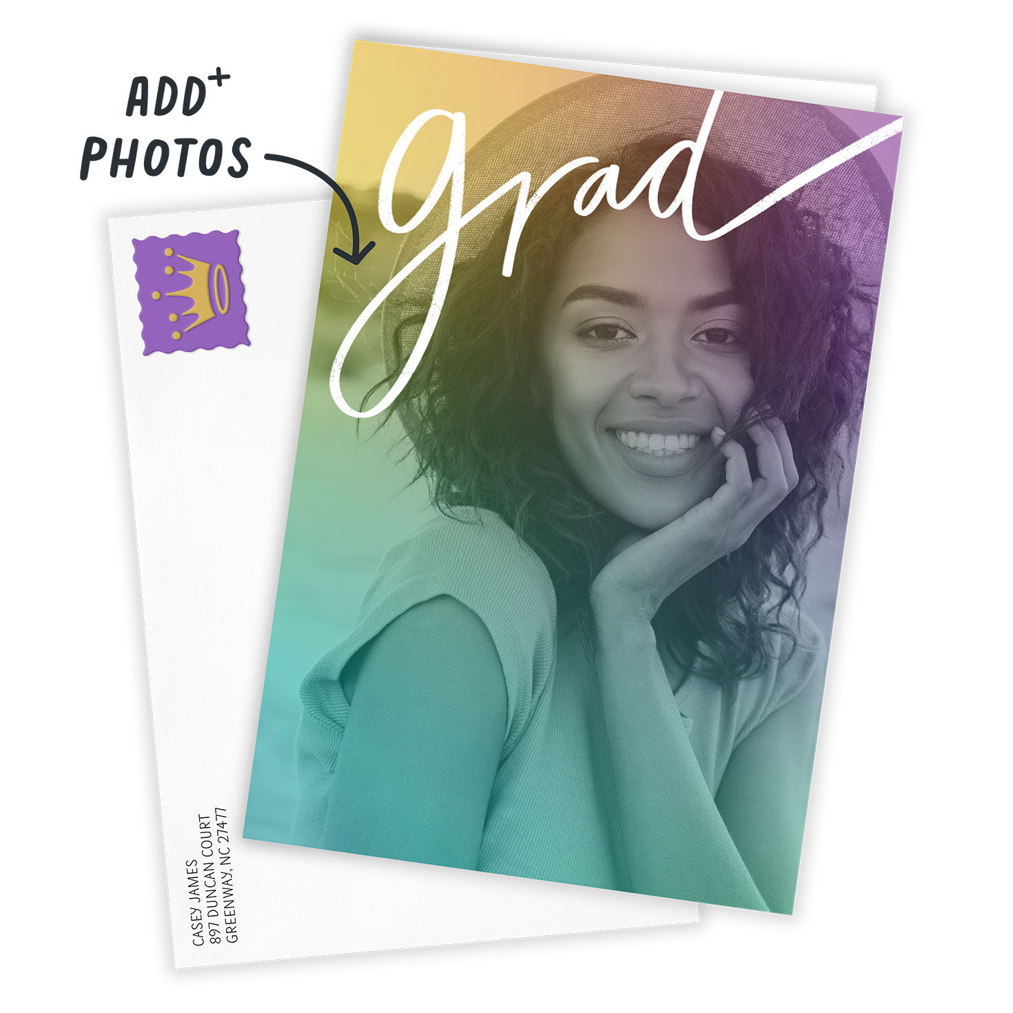 Personalized Rainbow Ombré Graduation Photo Card - Greeting Cards ...