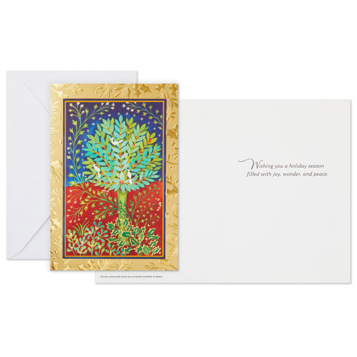 UNICEF Peaceful Holly Tree Boxed Christmas Cards, Pack of 20 - Boxed ...