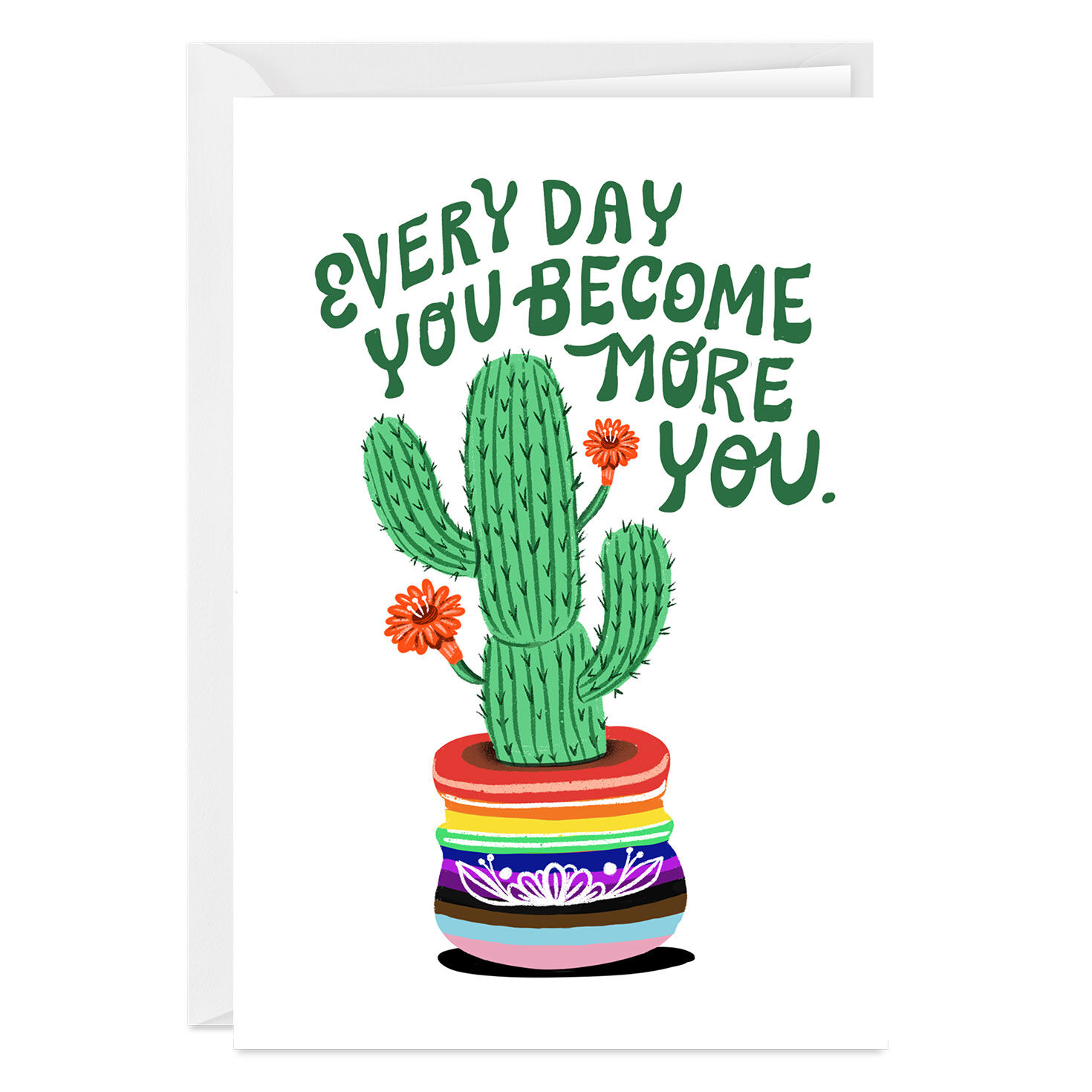 You Become More You Cactus Custom Encouragement Card - Greeting Cards ...