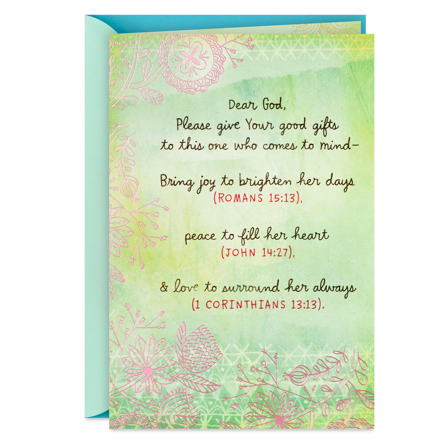 Prayers for Joy, Peace and Love Religious Thinking of You Card for Her ...