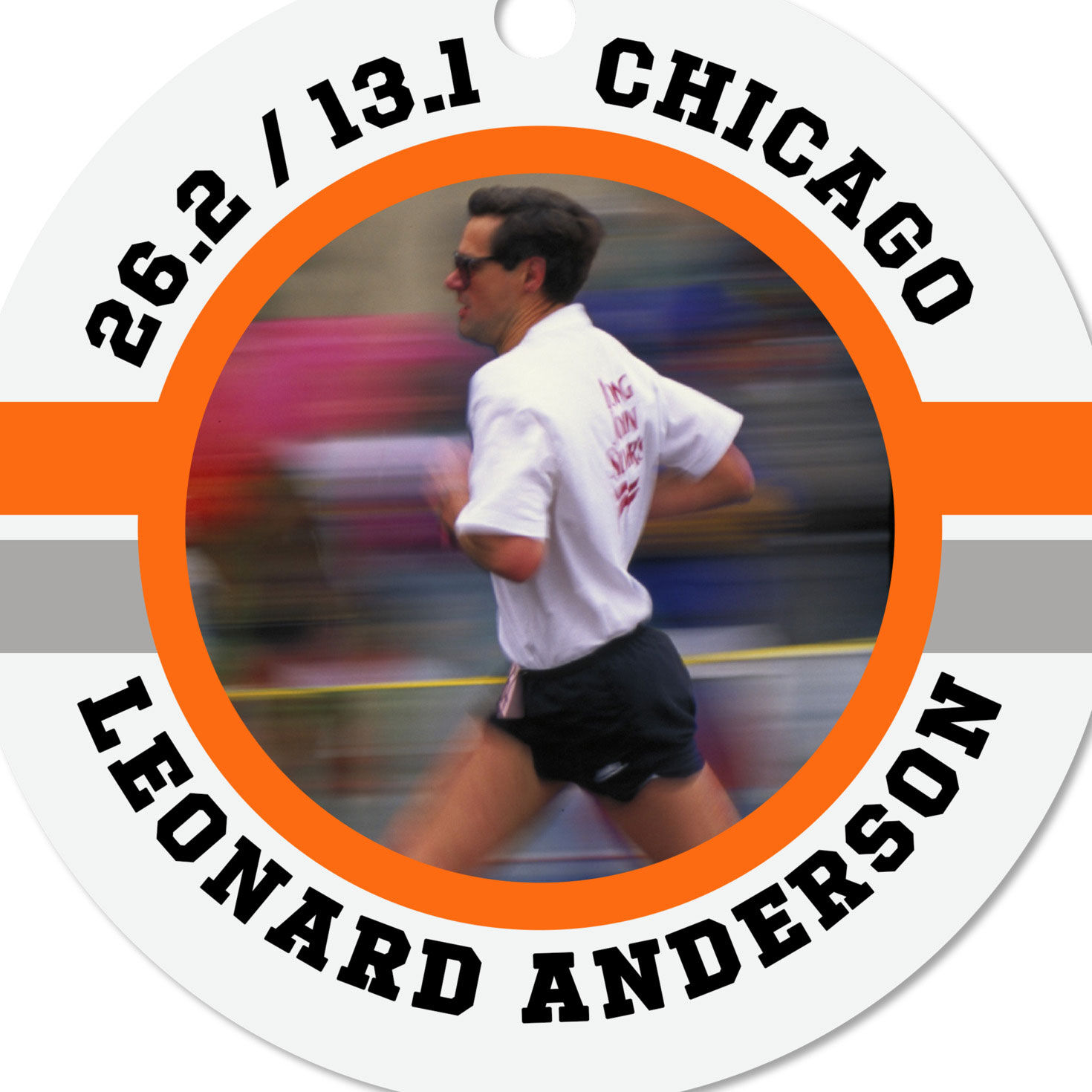 Marathon Round Metal Personalized Ornament, Custom Photo and Text ...