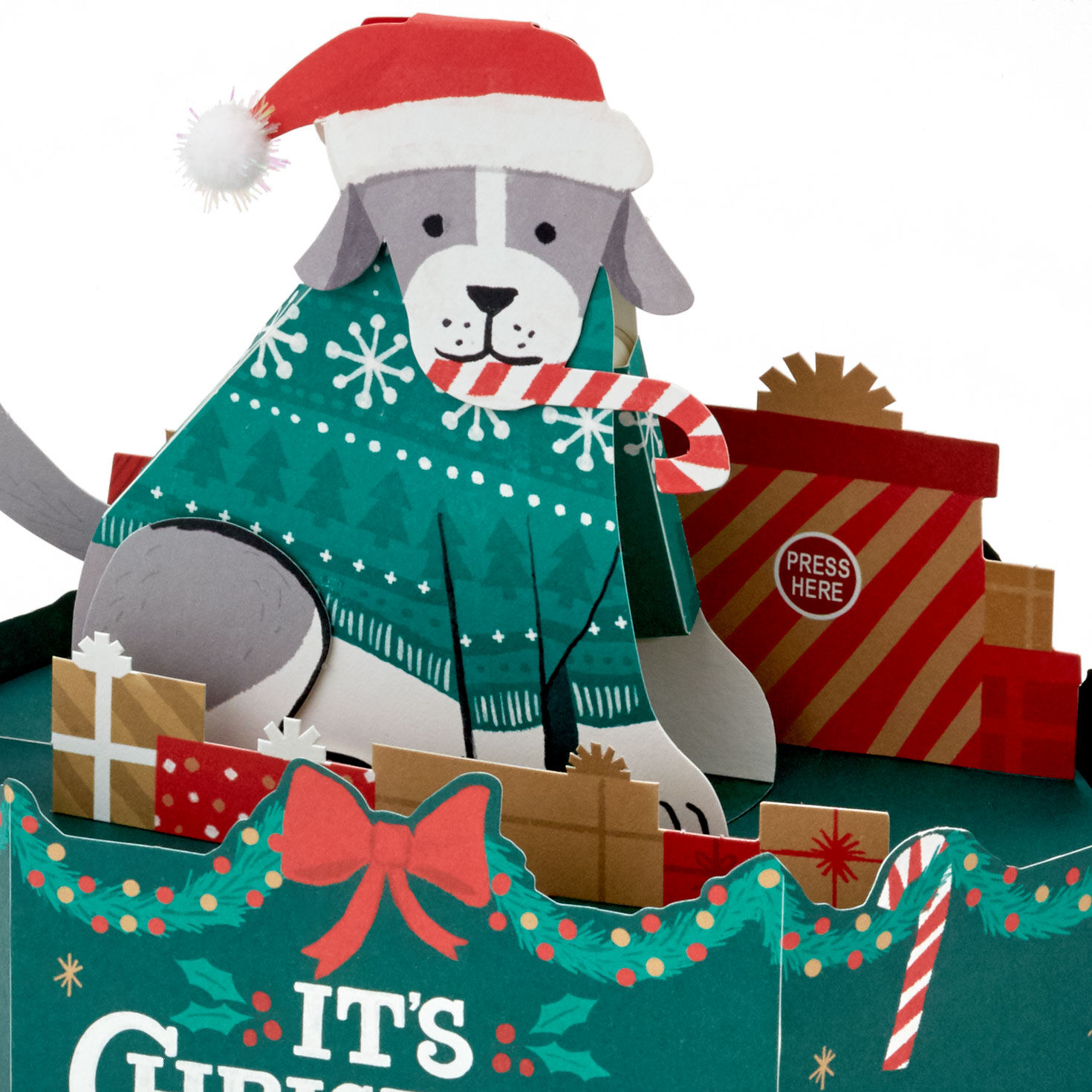 Make It Merry Santa Puppy Dog Musical 3D Pop-Up Christmas Card With ...