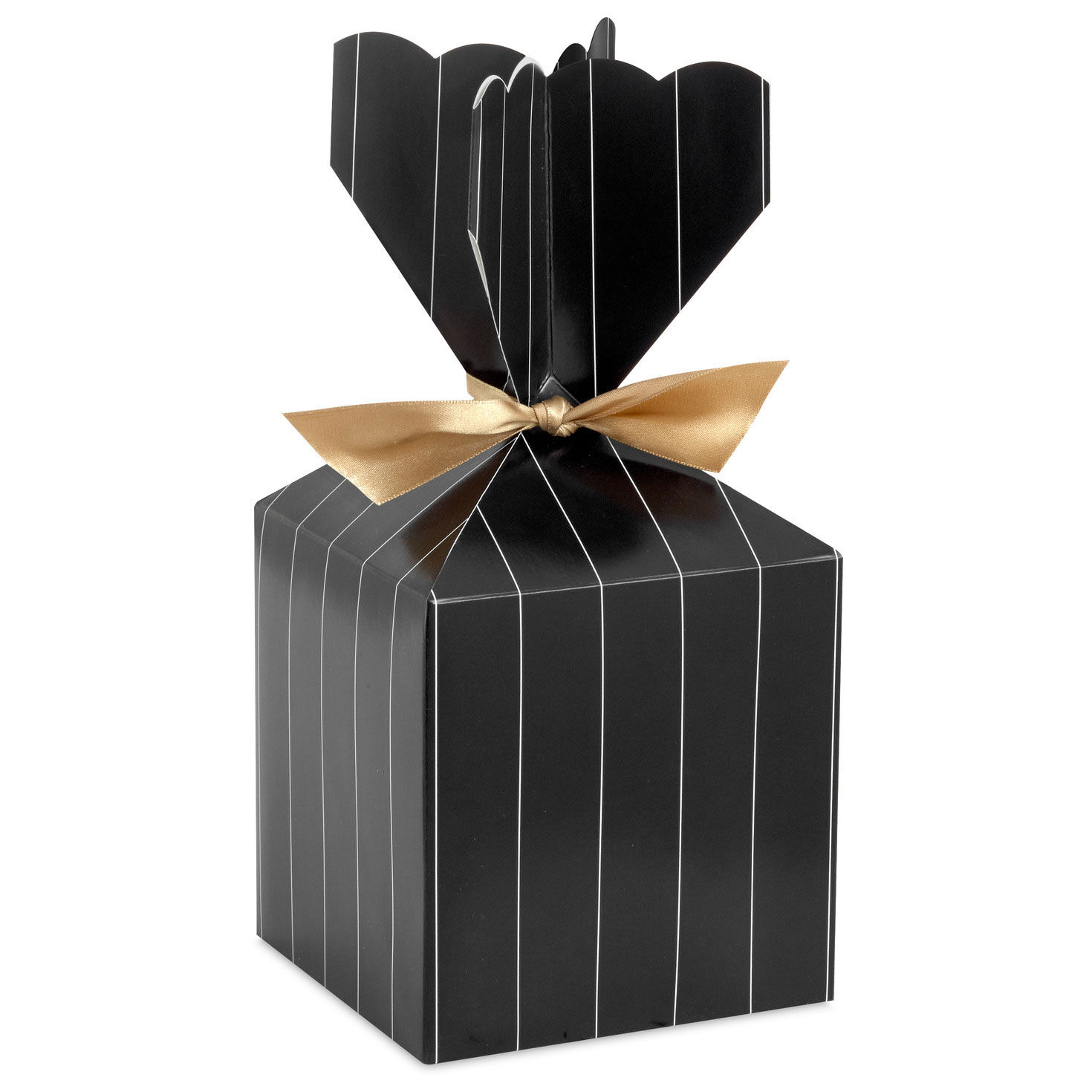 Gold Pinstripe on Black Vertical Treat Box With Ribbon Tie - Gift Boxes ...