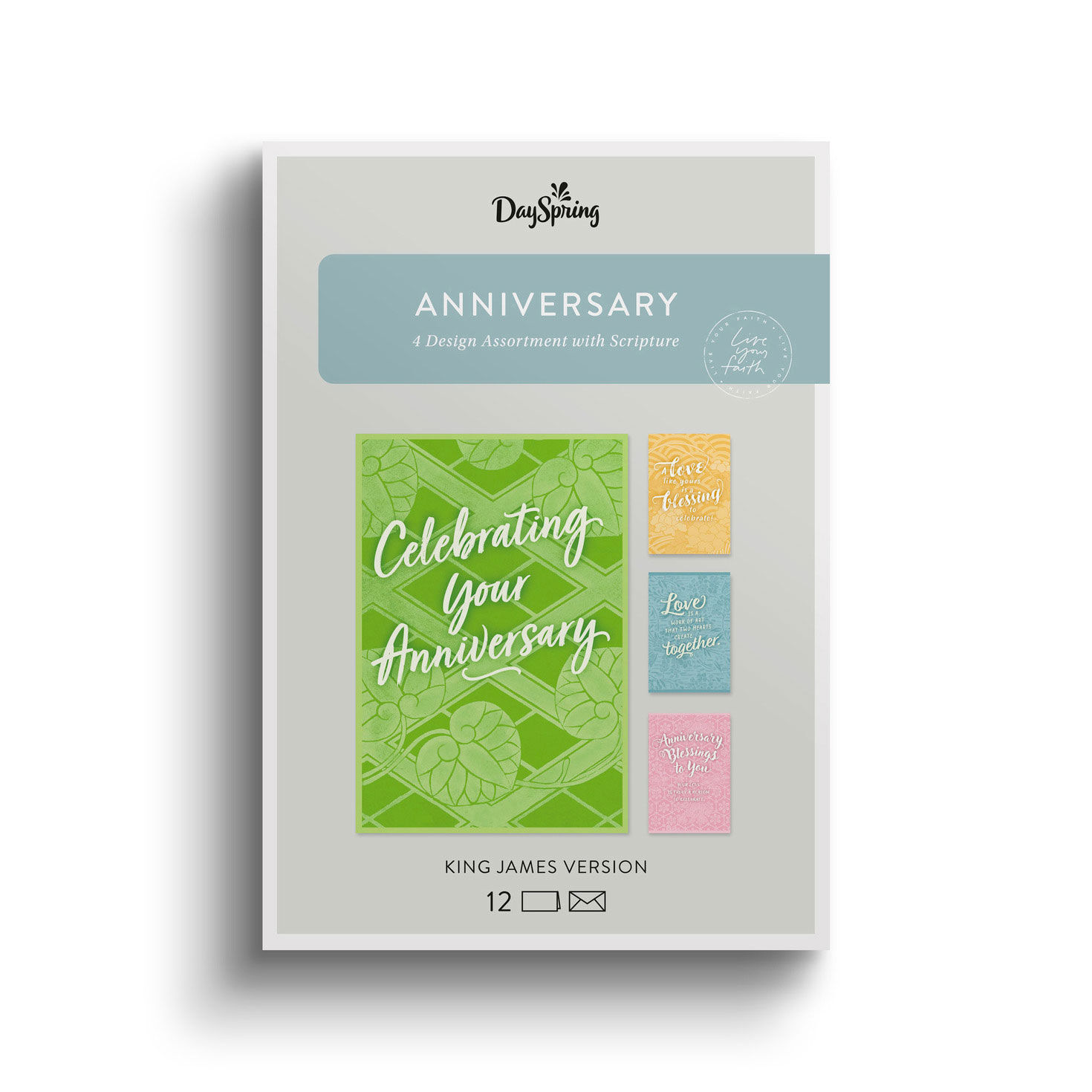 Colorful Designs Assorted Religious Anniversary Cards, Box of 12 ...