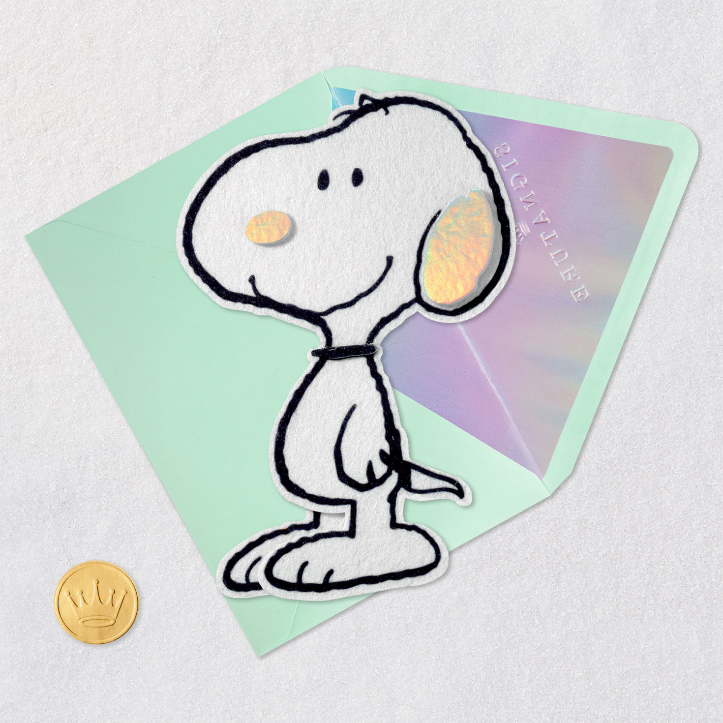 Peanuts® 75th Anniversary Felt Snoopy Blank Card - Greeting Cards ...