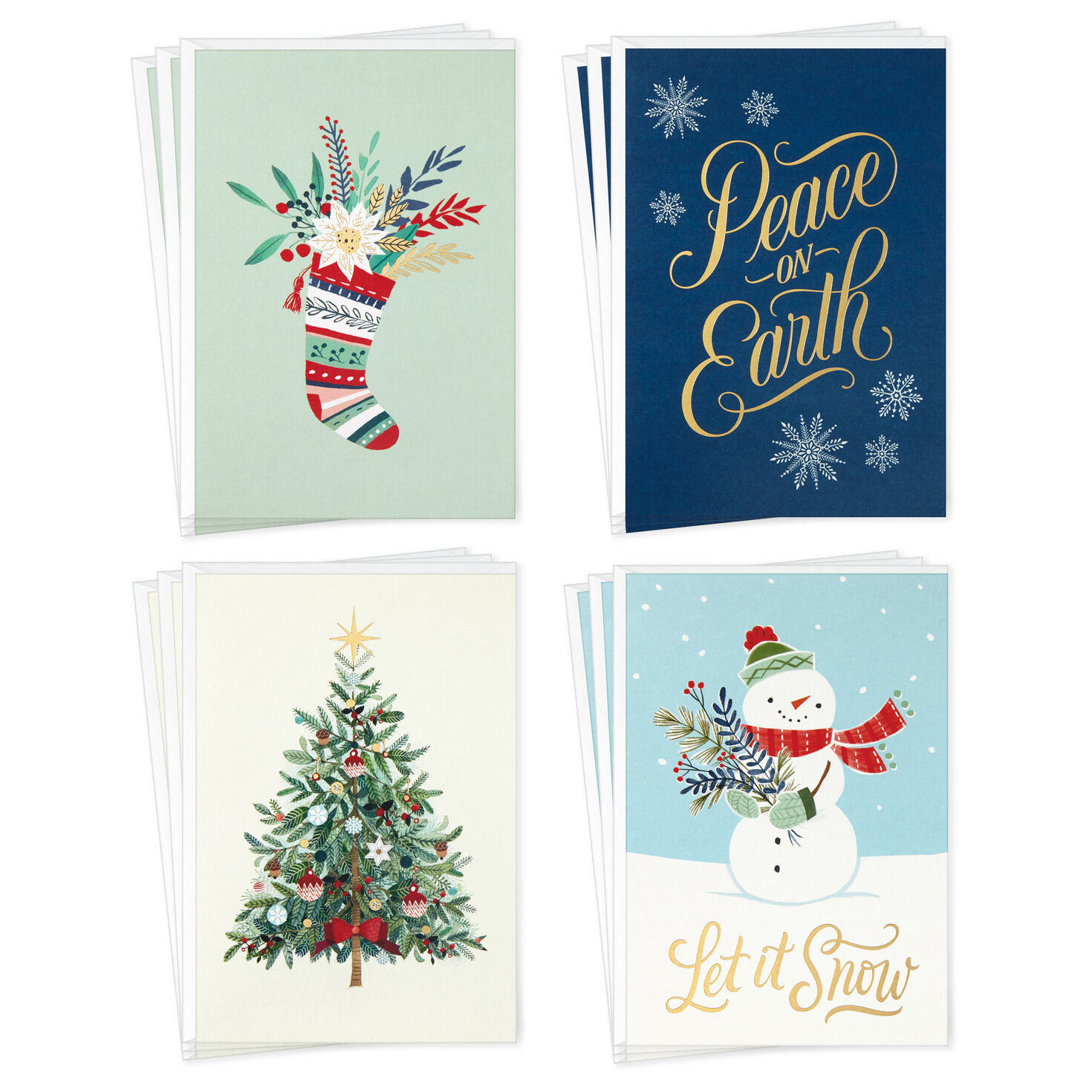 Sweet Holiday Illustrations Assorted Christmas Cards, Pack of 12 ...