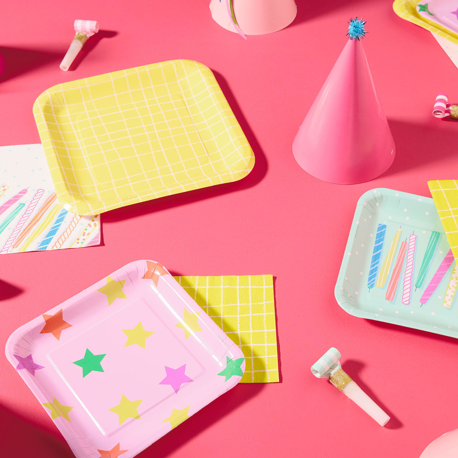 Yellow Grid Square Dinner Plates, Set of 8 - Party Plates | Hallmark