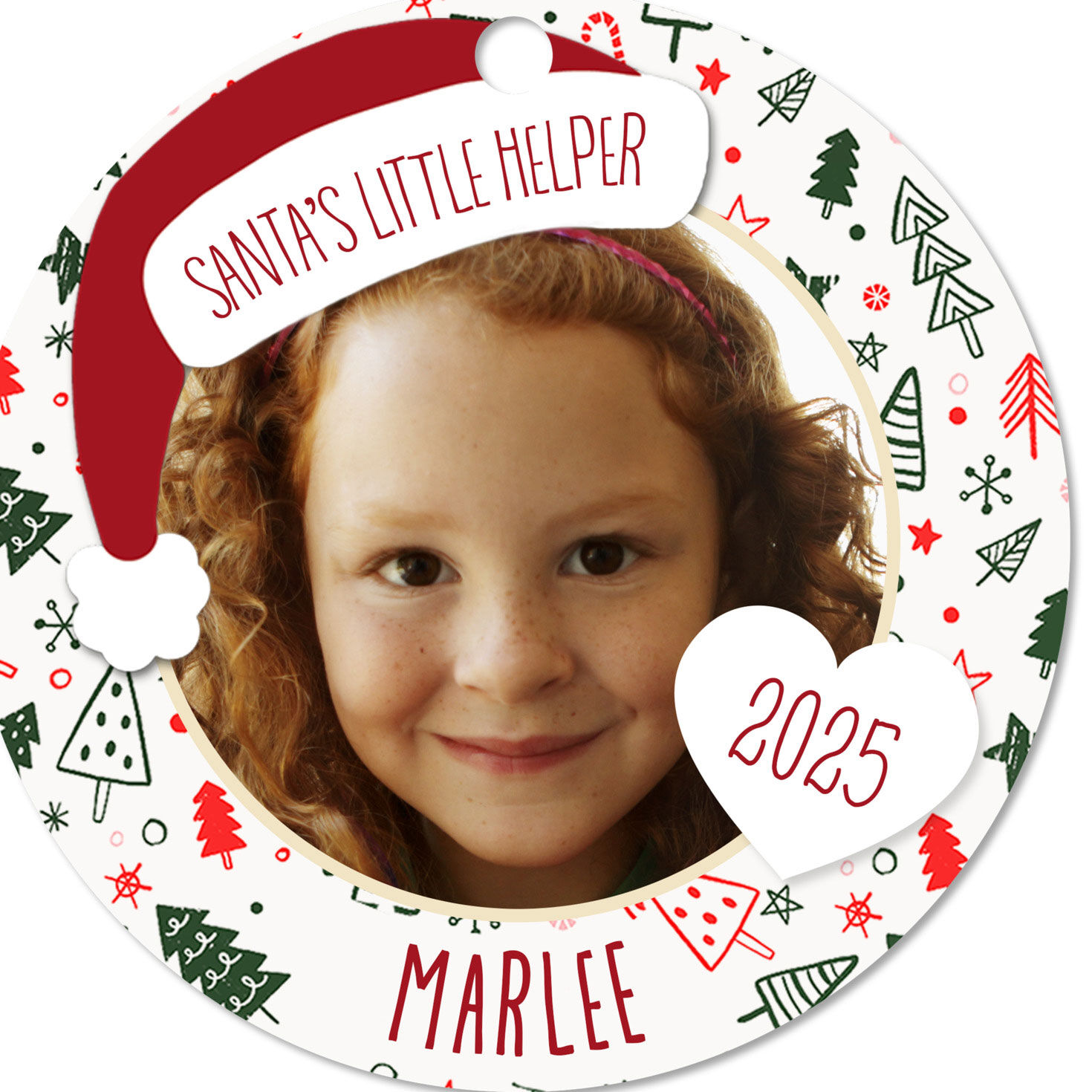 Holiday Round Metal Personalized Ornament, Custom Photo and Text ...