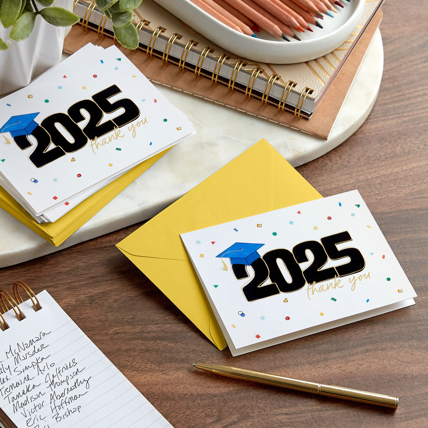 2025 Grad Cap and Confetti Graduation Thank-You Notes, Pack of 10 ...