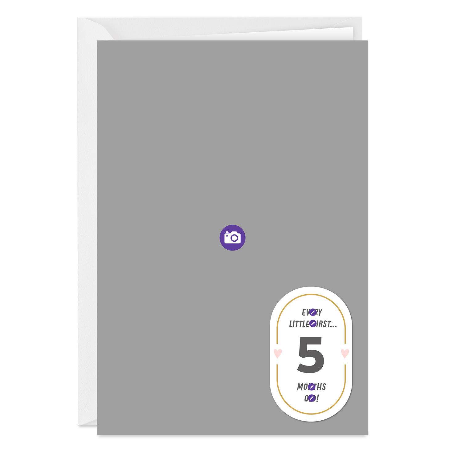 Personalized Milestone Badge with Hearts Photo Card - Greeting Cards ...