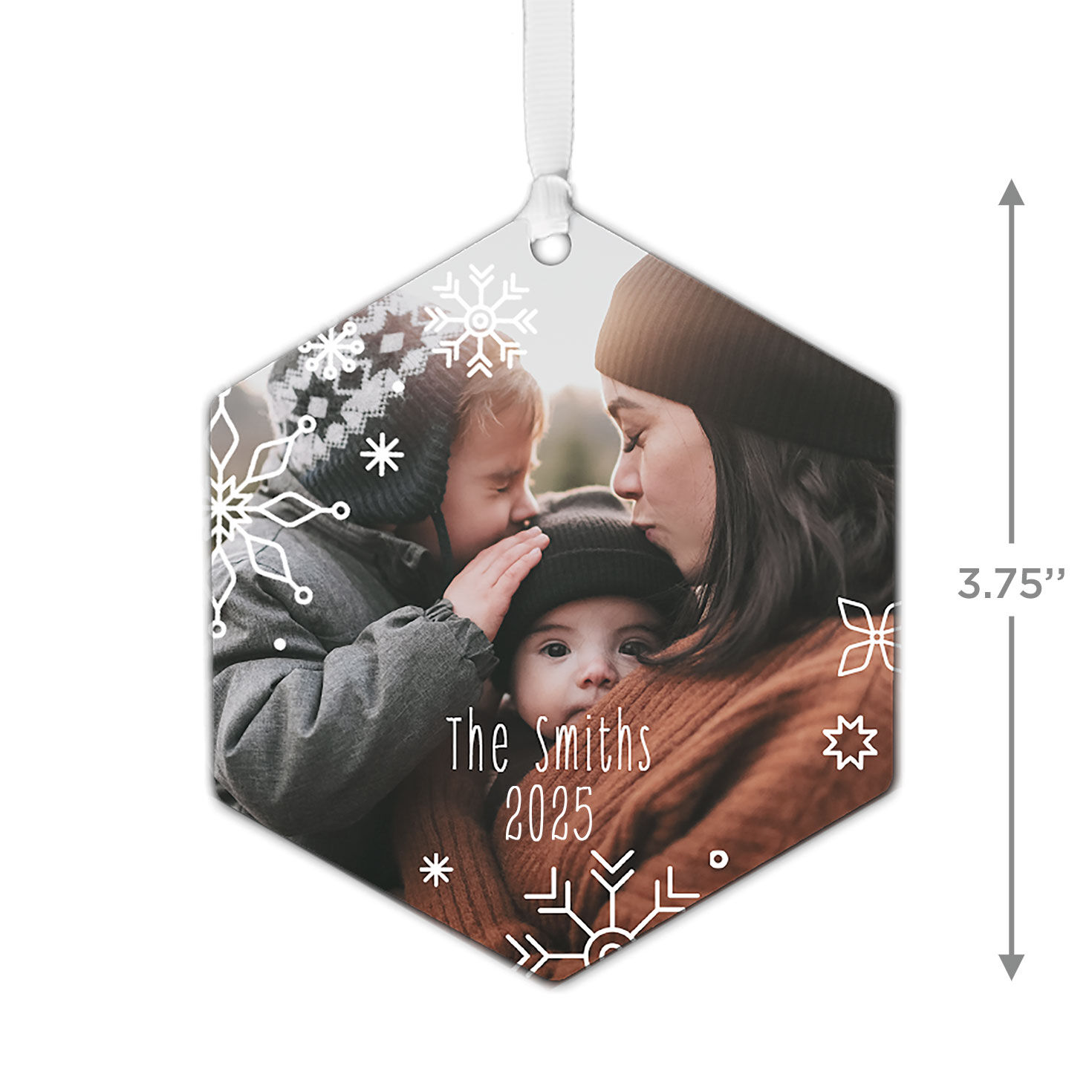 Snowflakes Metal Personalized Ornament, Custom Photo and Text ...
