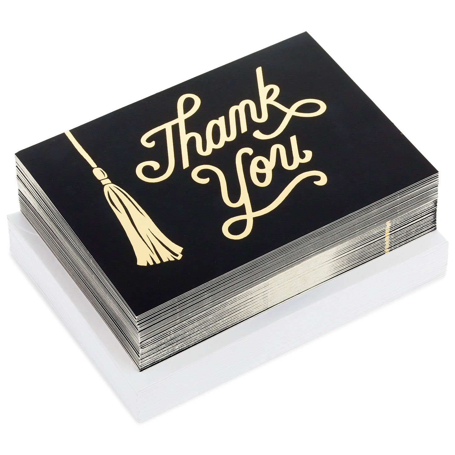 Black and Gold Tassel Blank Graduation Thank-You Notes, Pack of 40 ...