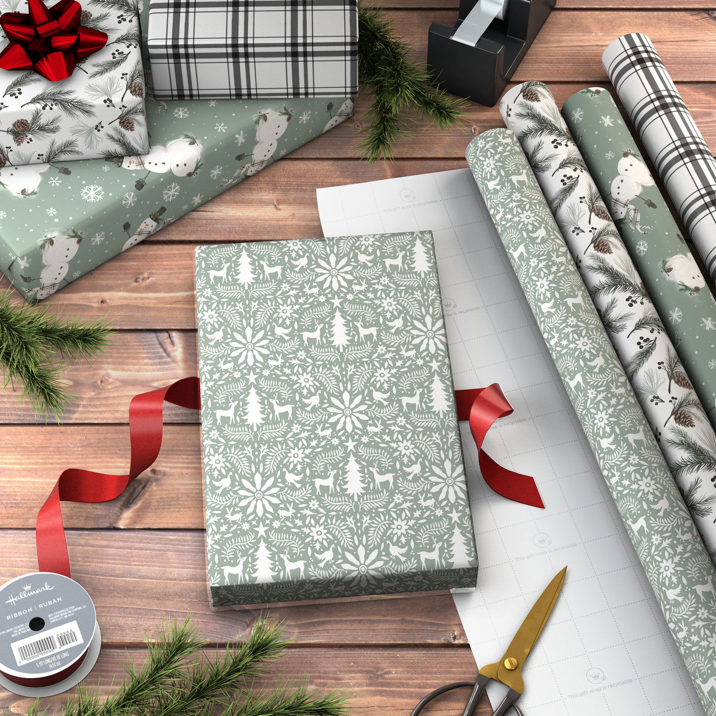 Through the Woods 4-Pack Assorted Holiday Wrapping Paper Roll Bundle ...