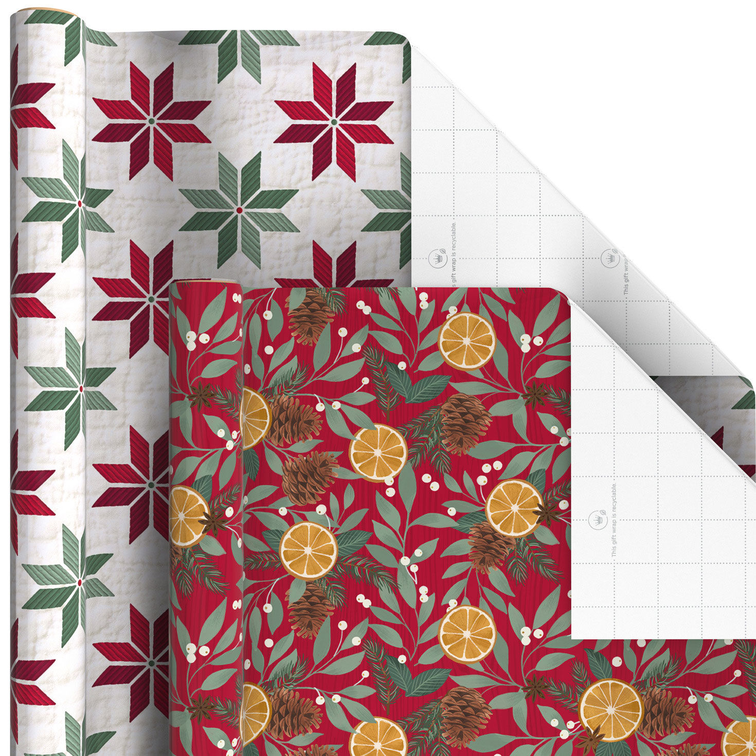 Cozy Patterns 6-Pack Assorted Holiday Wrapping Paper Roll Bundle, 150 ...