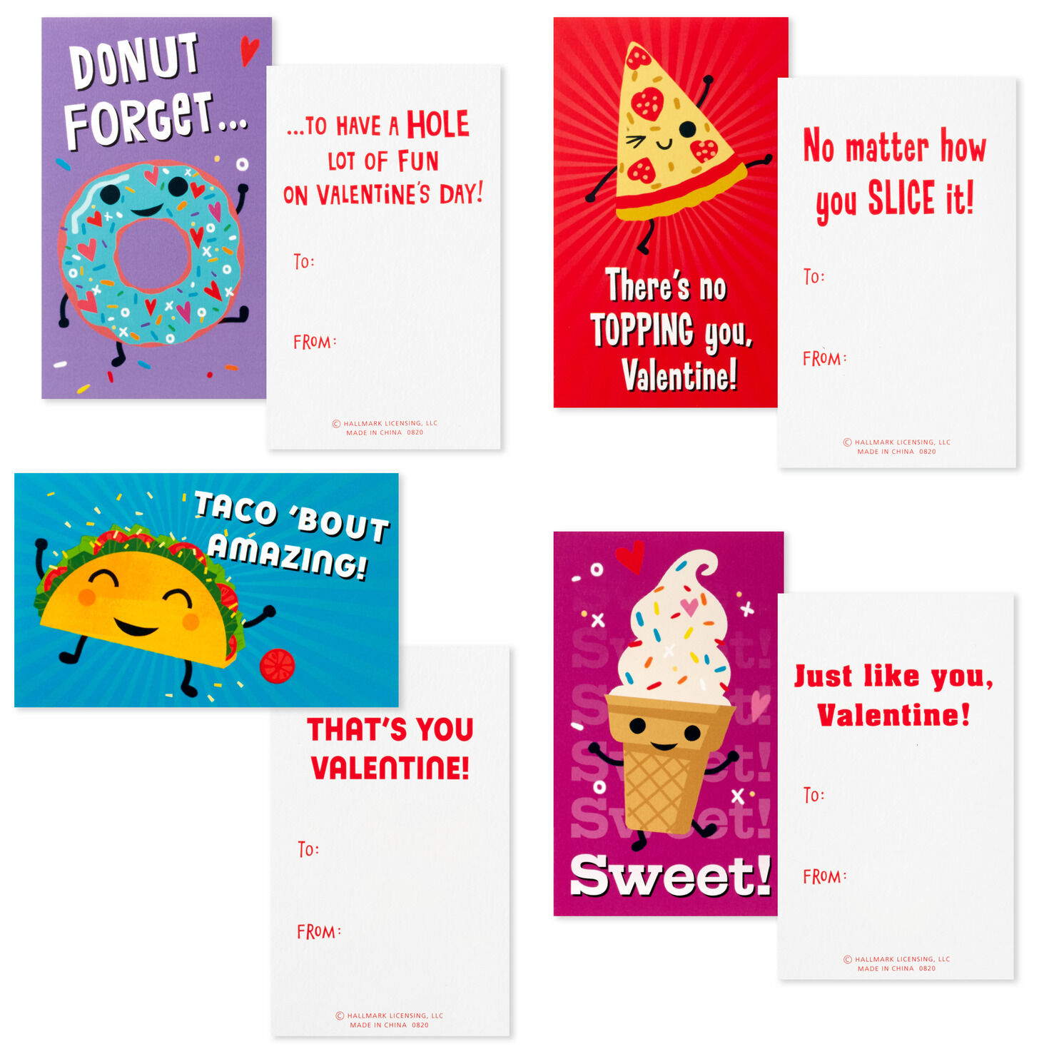 Punny Foods Kids Classroom Valentines Set With Cards, Stickers and ...
