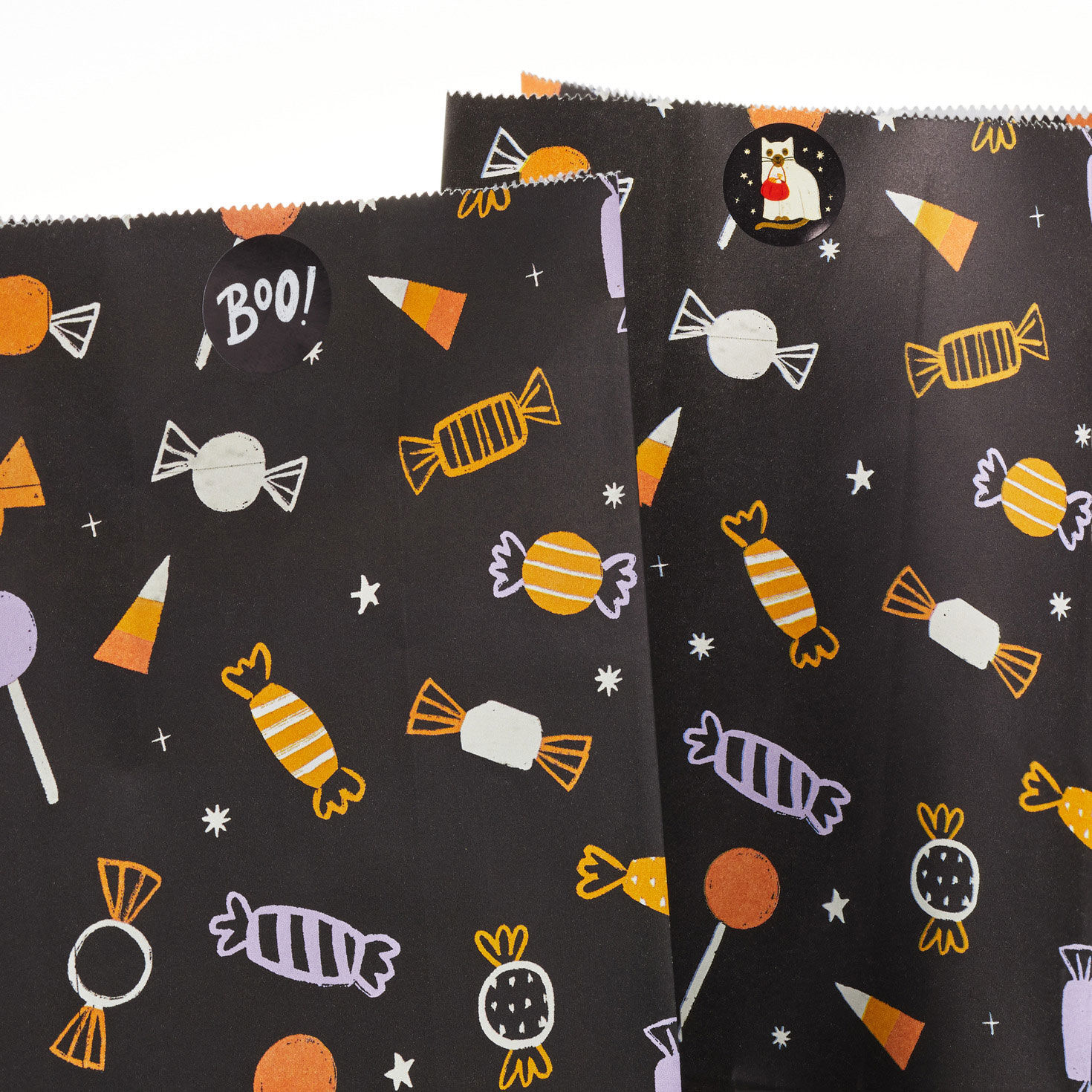 Halloween Candies on Black 12-Pack Goodie Bags With Sticker Seals ...