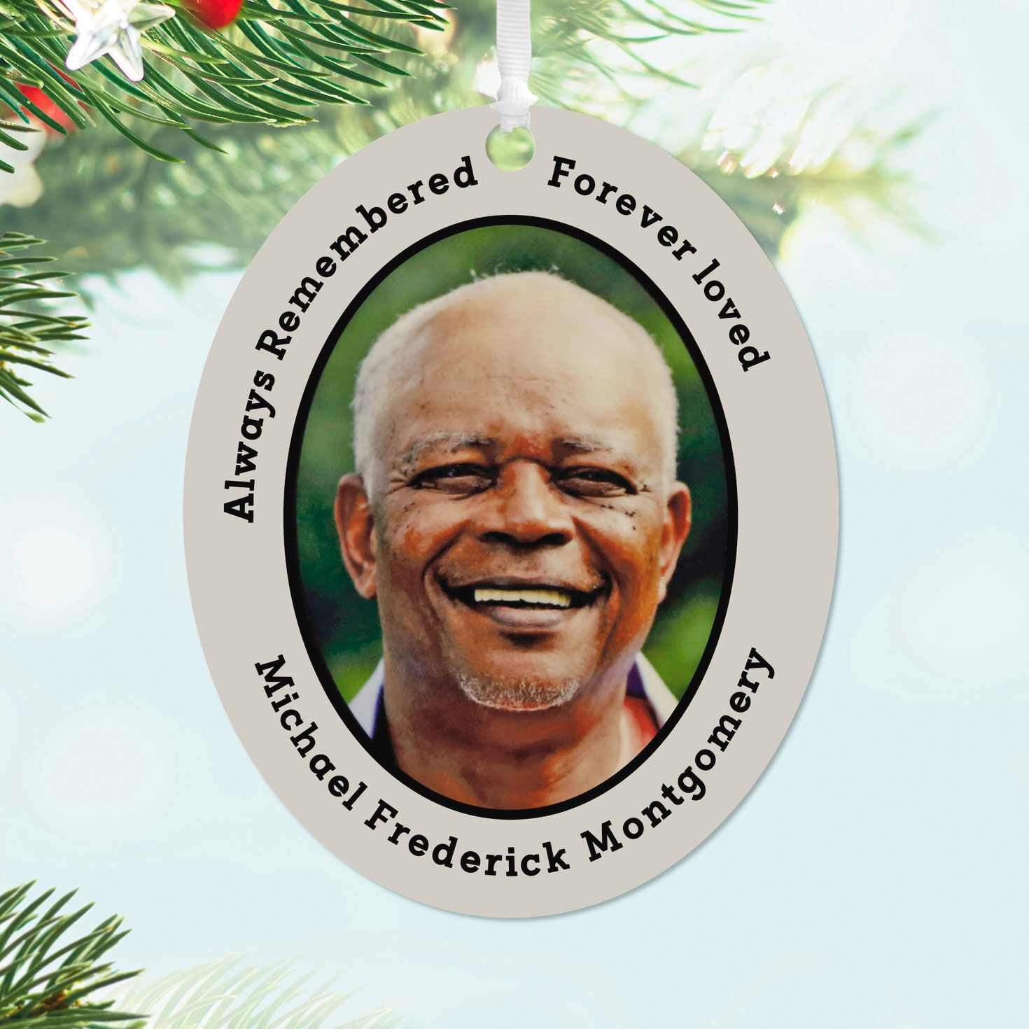 Vertical Oval Metal Personalized Ornament, Custom Photo and Text ...