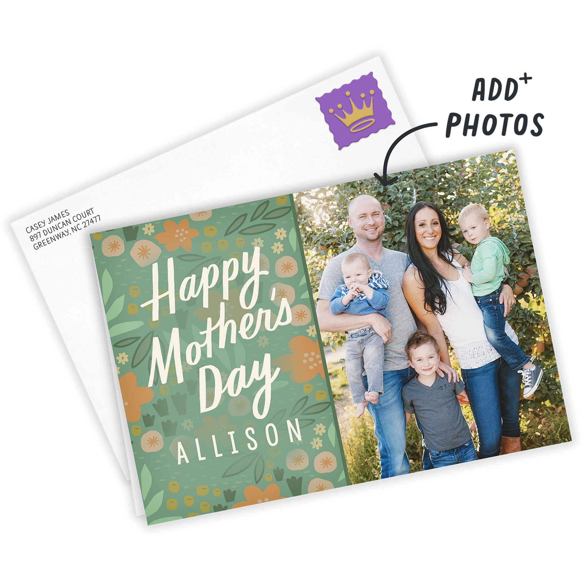Personalized Floral Print Happy Mother's Day Photo Card - Greeting ...