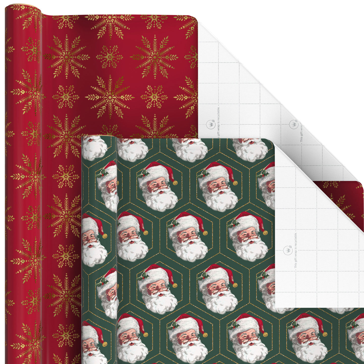 Classic Santa 6-Pack Assorted Christmas Wrapping Paper Roll Bundle, 150 ...