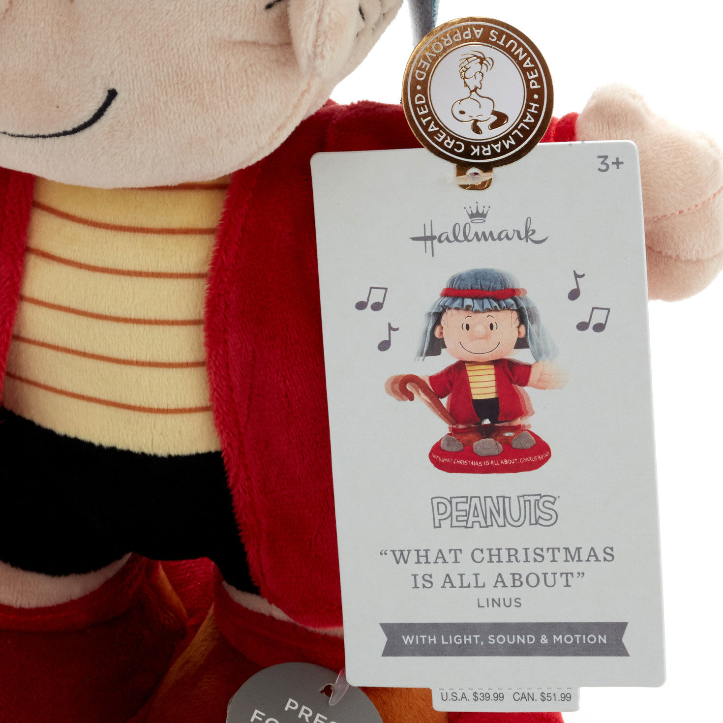 Peanuts® Linus in Shepherd Costume Plush With Sound, Motion and Light ...