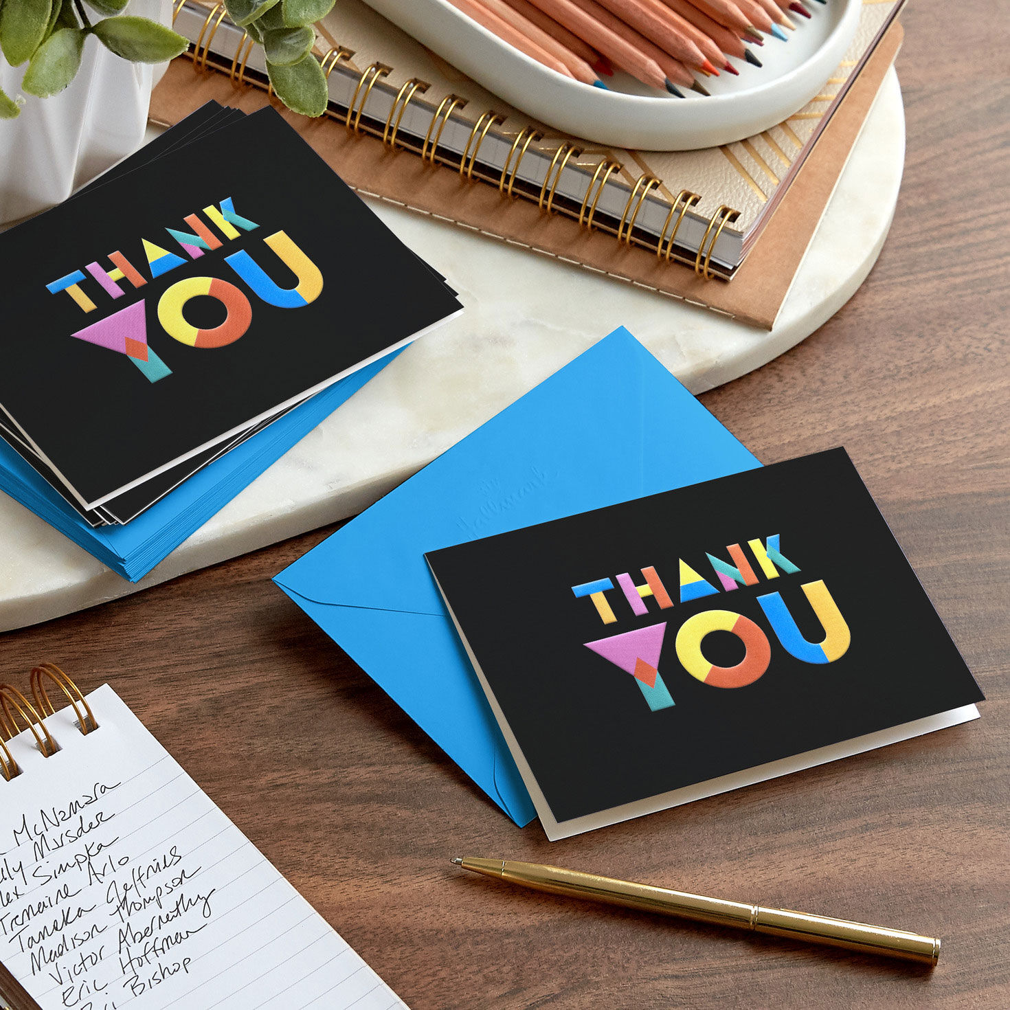 Collage Letters on Black Blank Thank You Notes, Pack of 10 - Note Cards ...