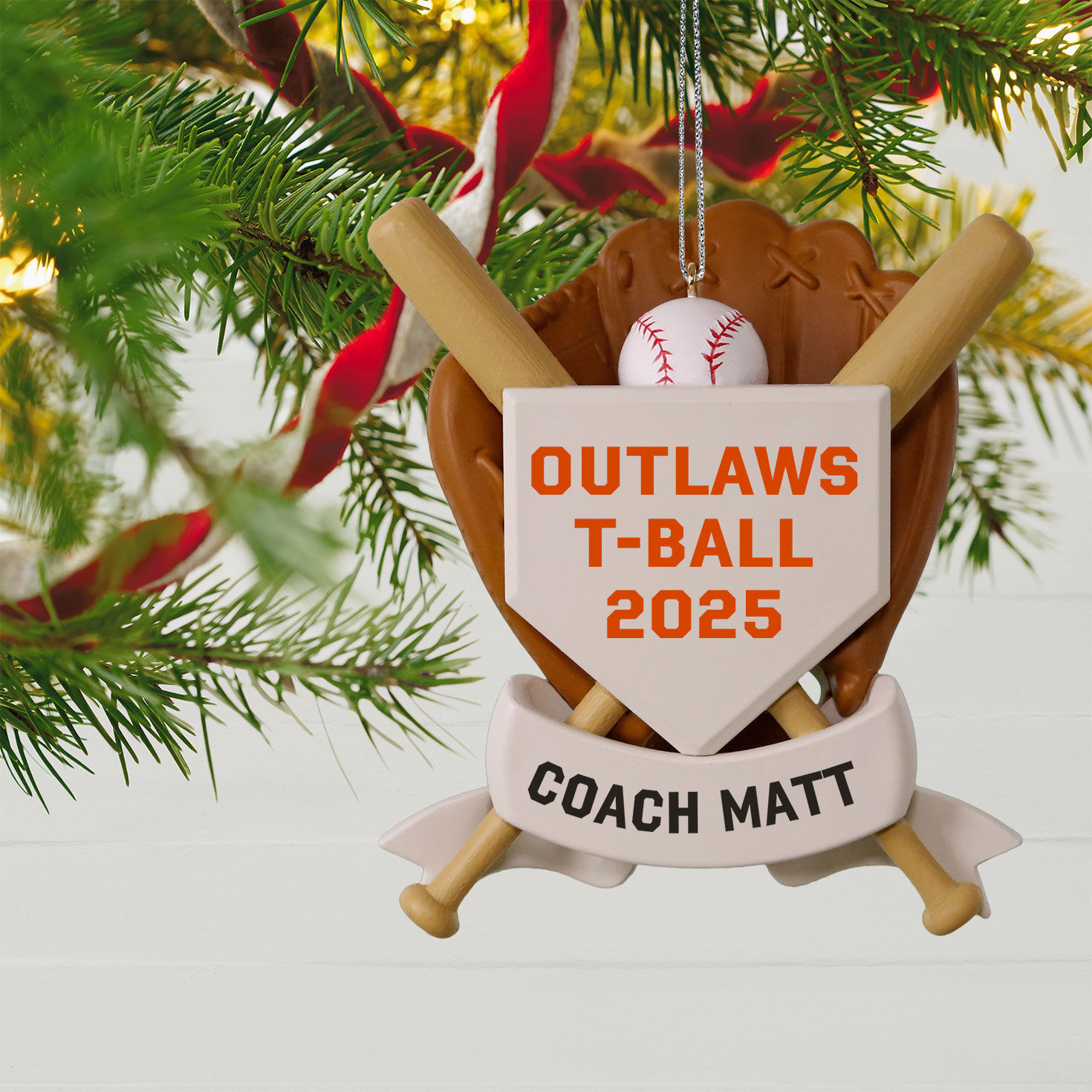 America's Pastime Baseball Personalized Ornament, Custom Text ...